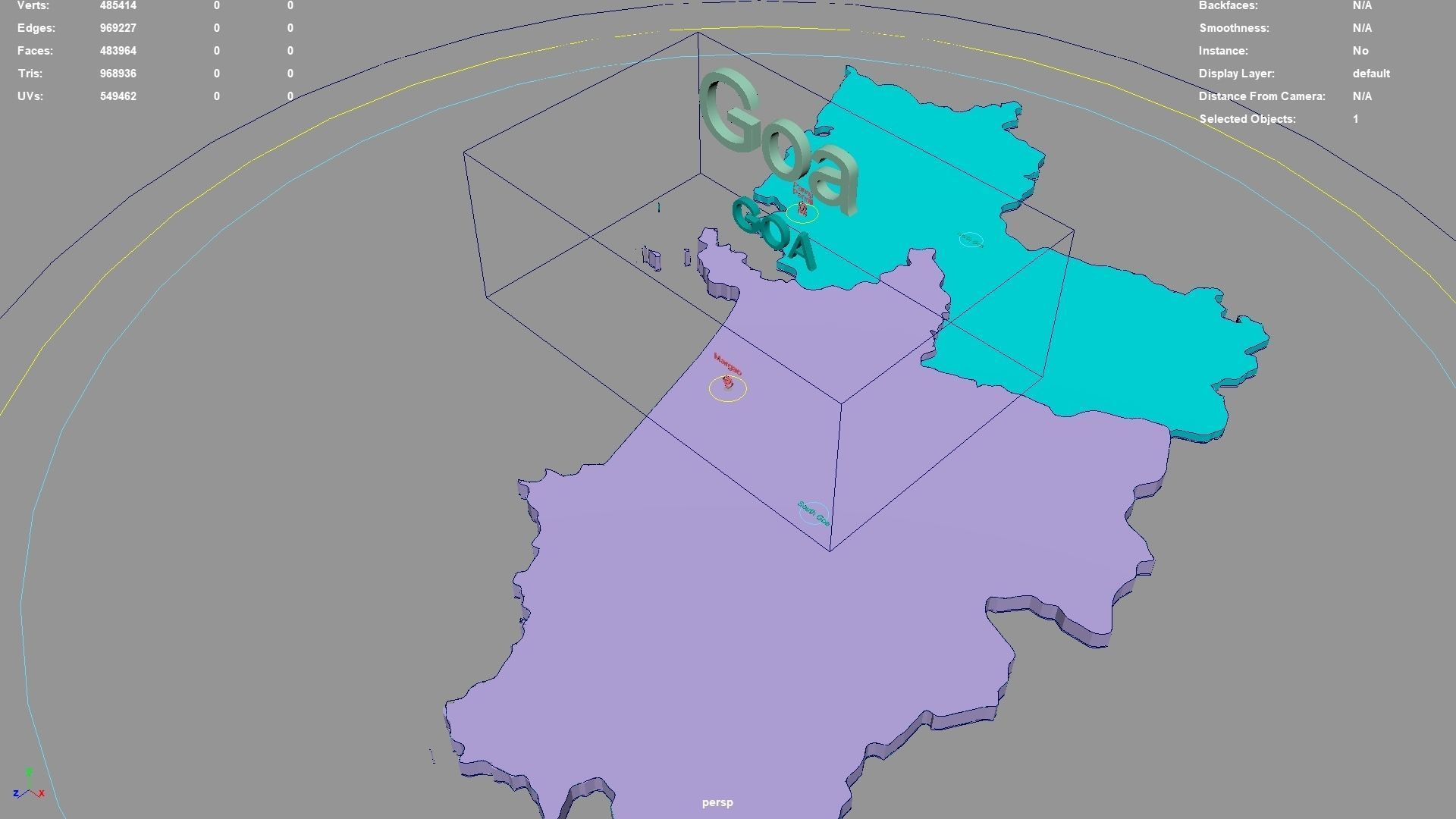 Goa India map region 3D model geography political geographic 3D model ...