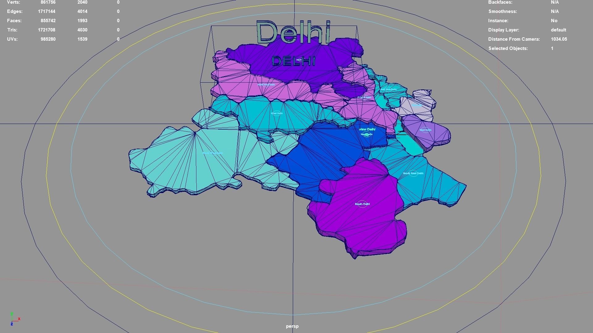 Delhi India map region 3D model geography political geographic 3D model ...