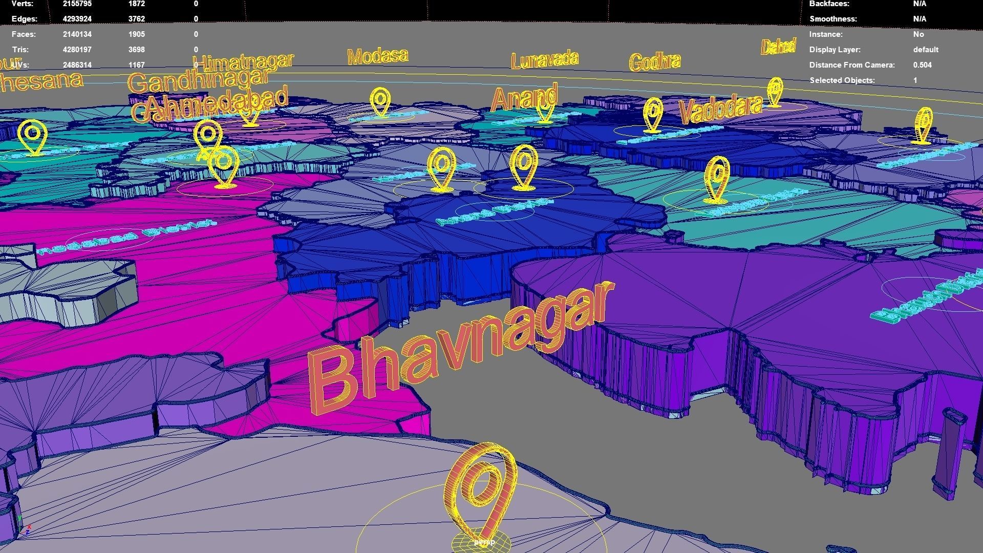 Gujarat India map region 3D model geography political 3D model rigged ...