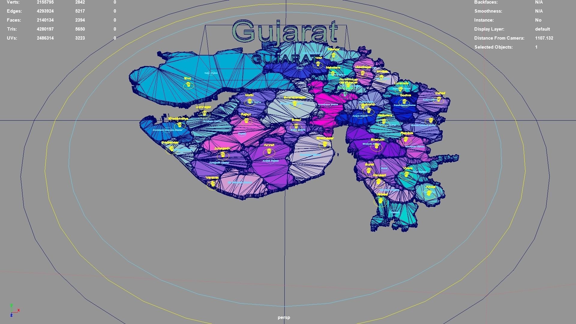 Gujarat India map region 3D model geography political 3D model rigged ...