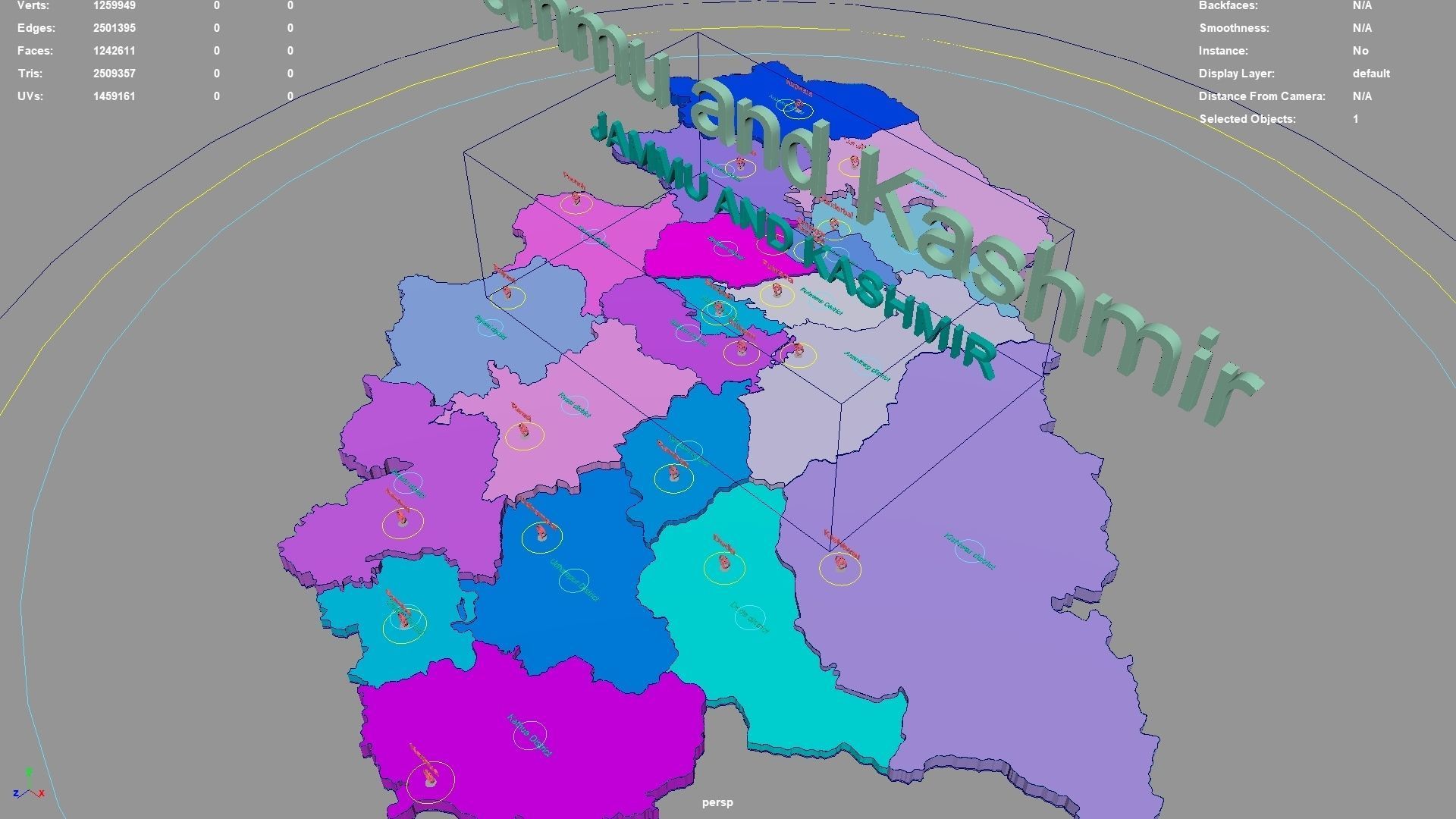 Jammu and Kashmir India map region 3D model geography political 3D ...