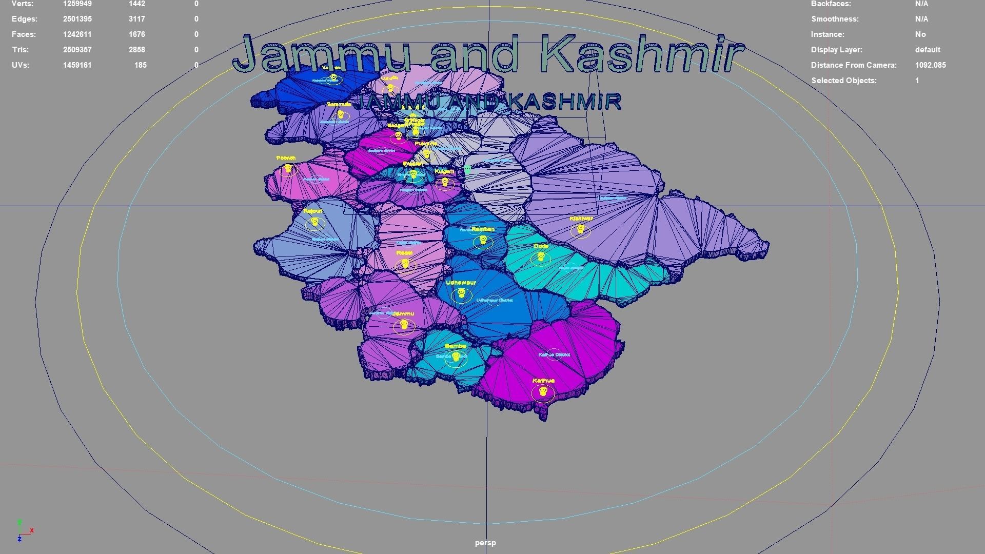 Jammu and Kashmir India map region 3D model geography political 3D ...