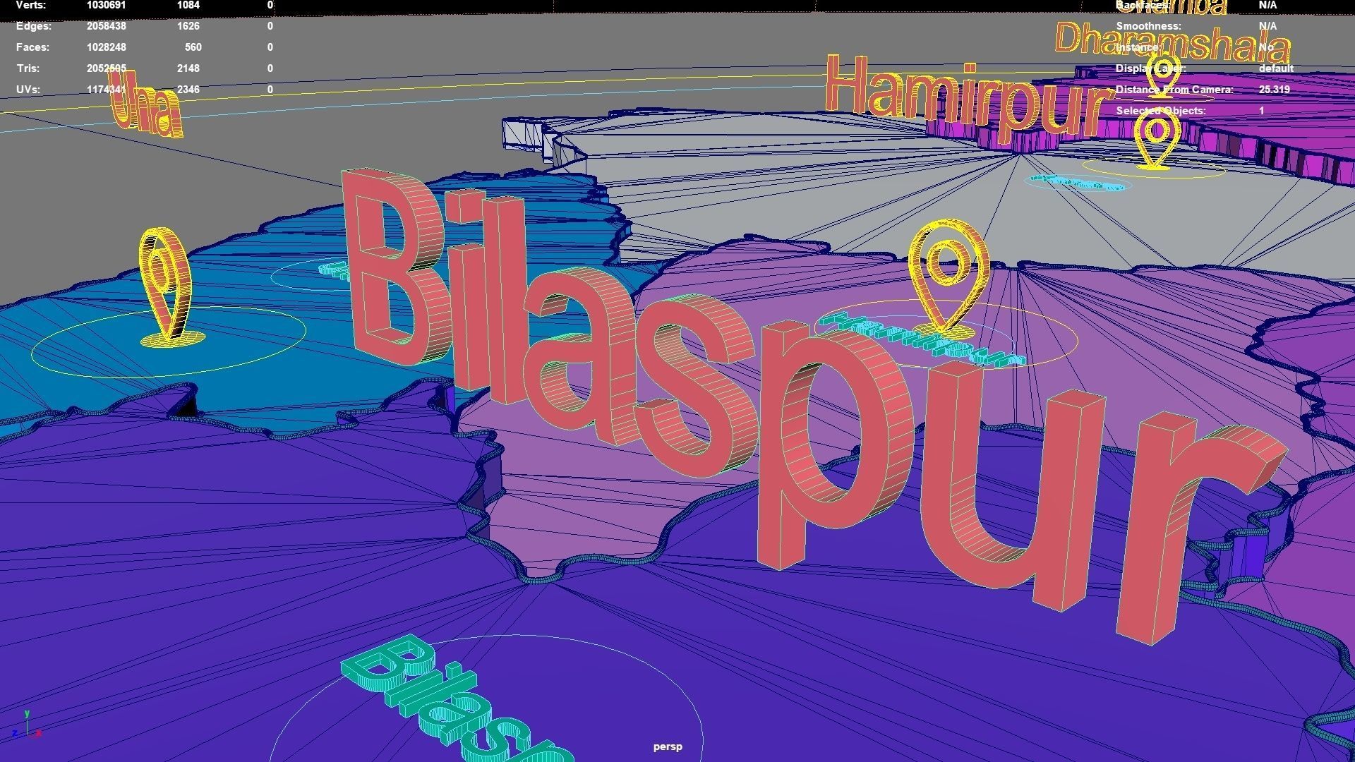 Himachal Pradesh India map region 3D model geography political 3D model ...