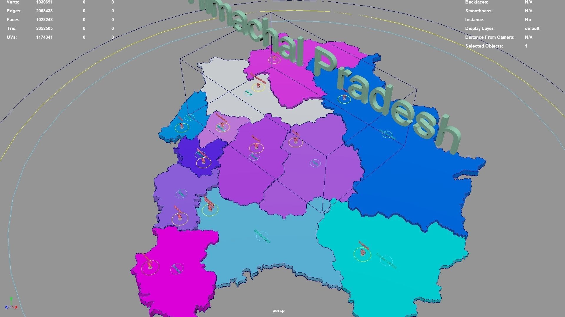 Himachal Pradesh India map region 3D model geography political 3D model ...