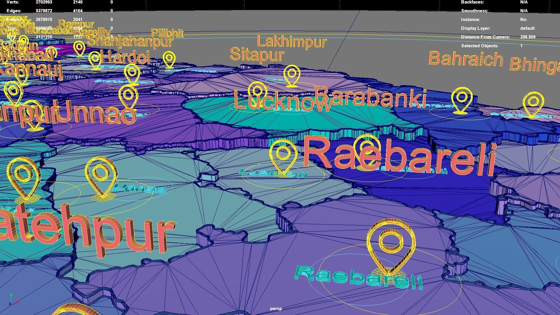 Uttar Pradesh India map region 3D model geography political 3D model ...
