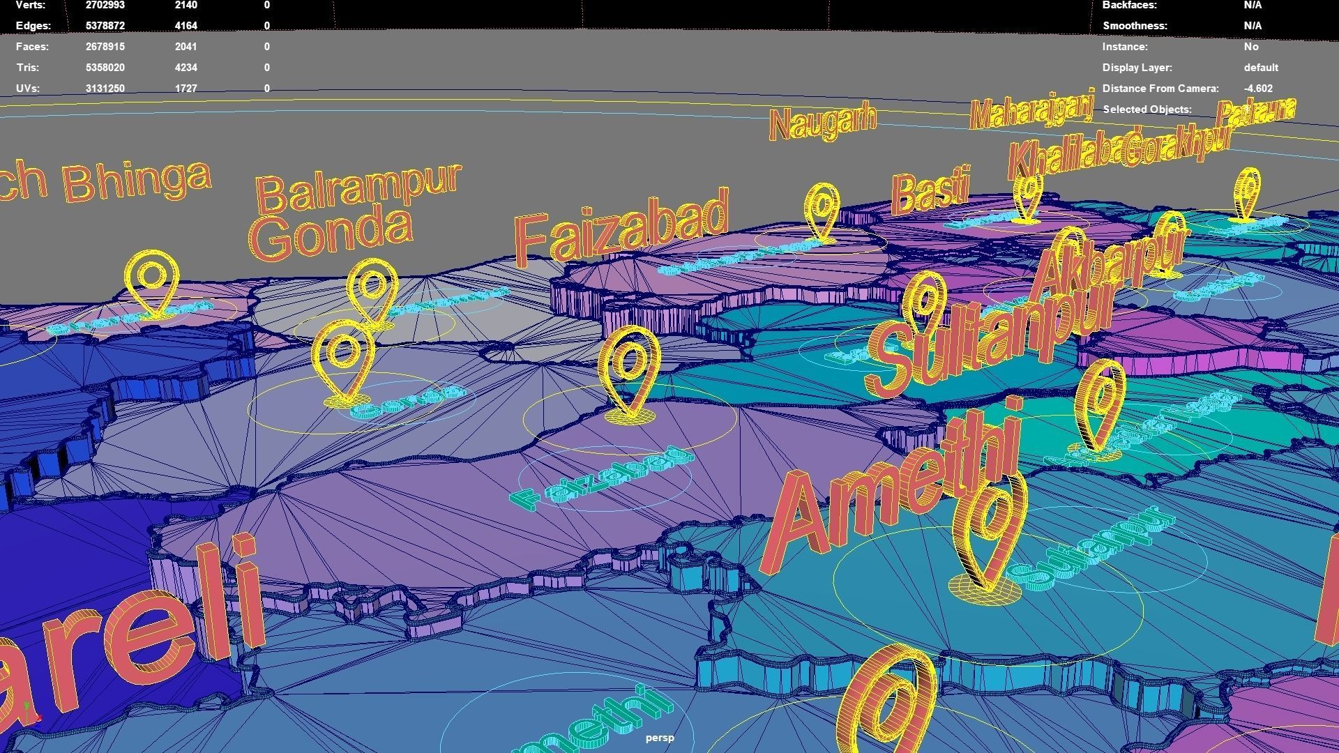 Uttar Pradesh India map region 3D model geography political 3D model ...