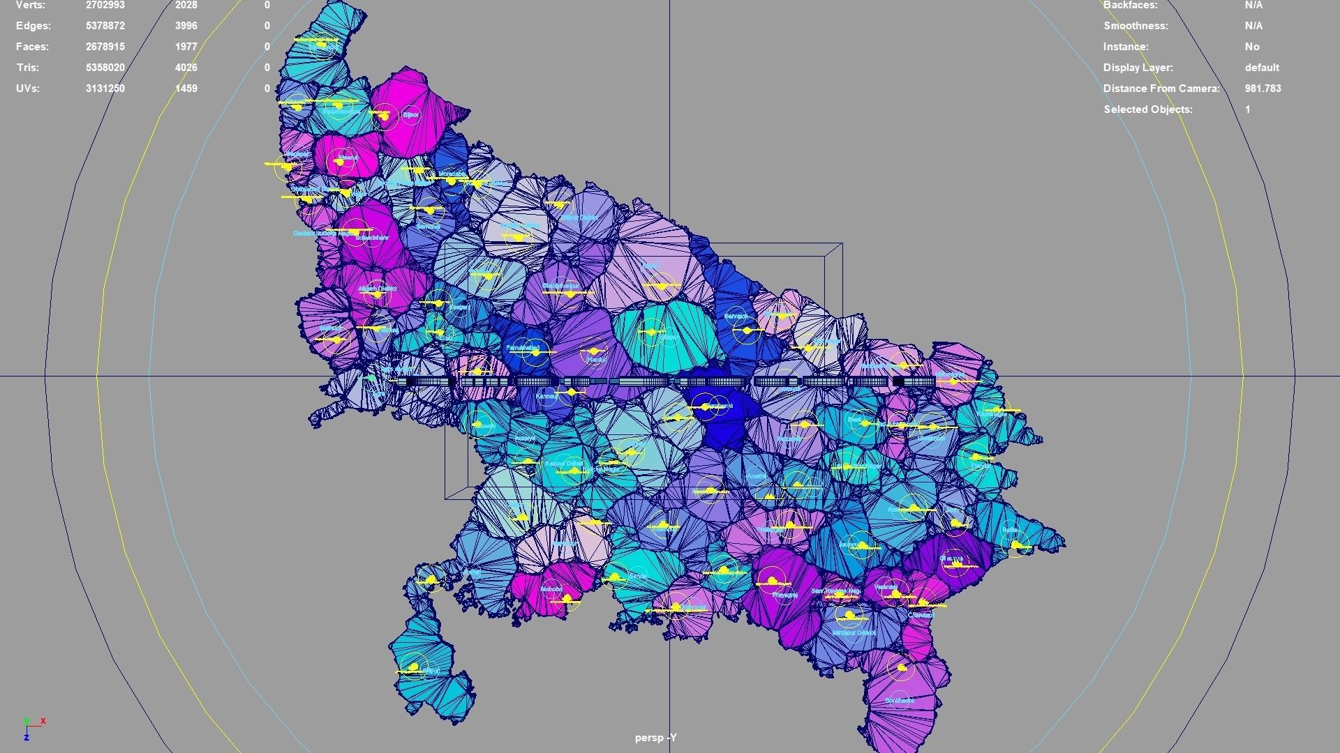 Uttar Pradesh India map region 3D model geography political 3D model ...