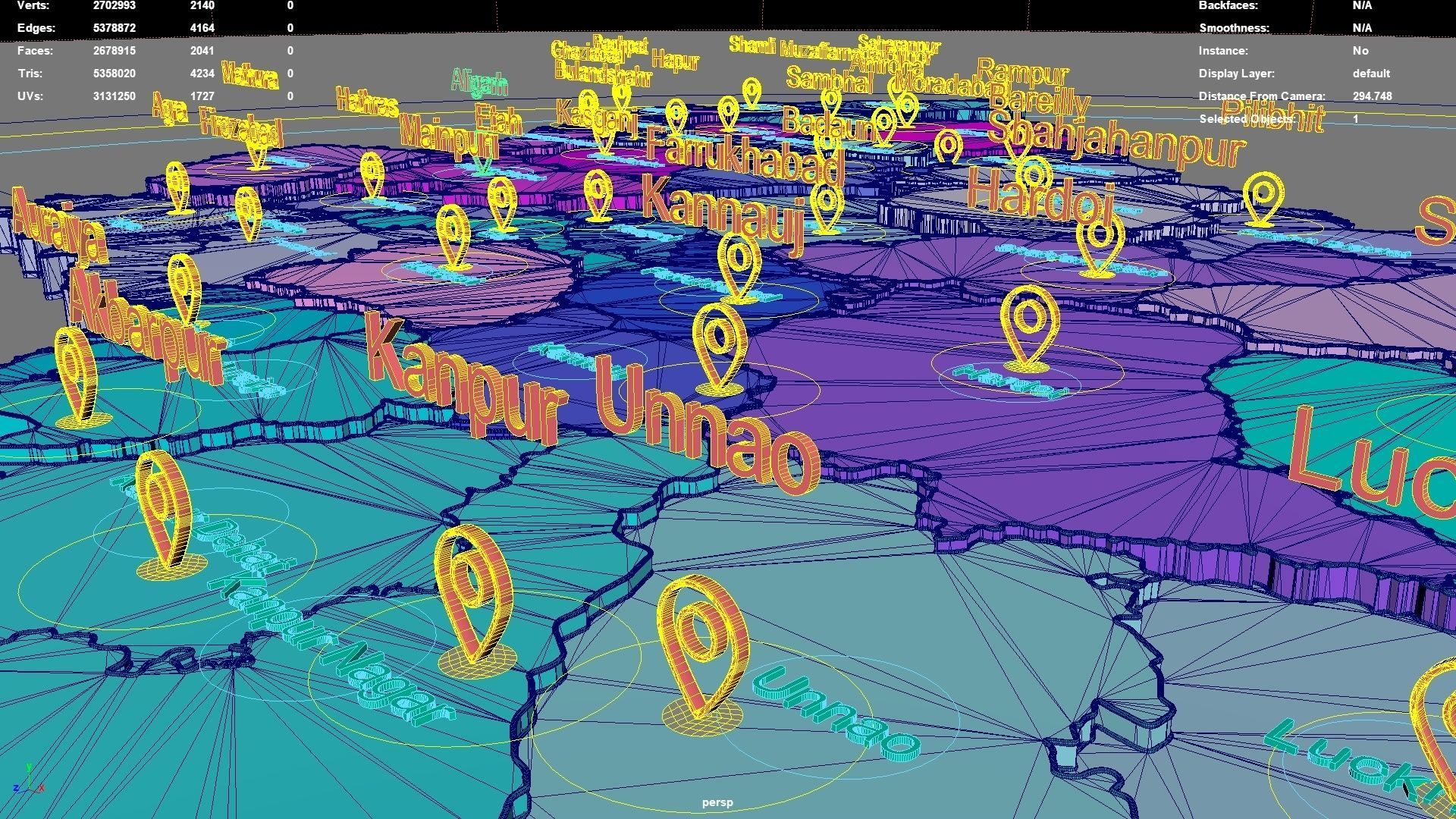 Uttar Pradesh India map region 3D model geography political 3D model ...