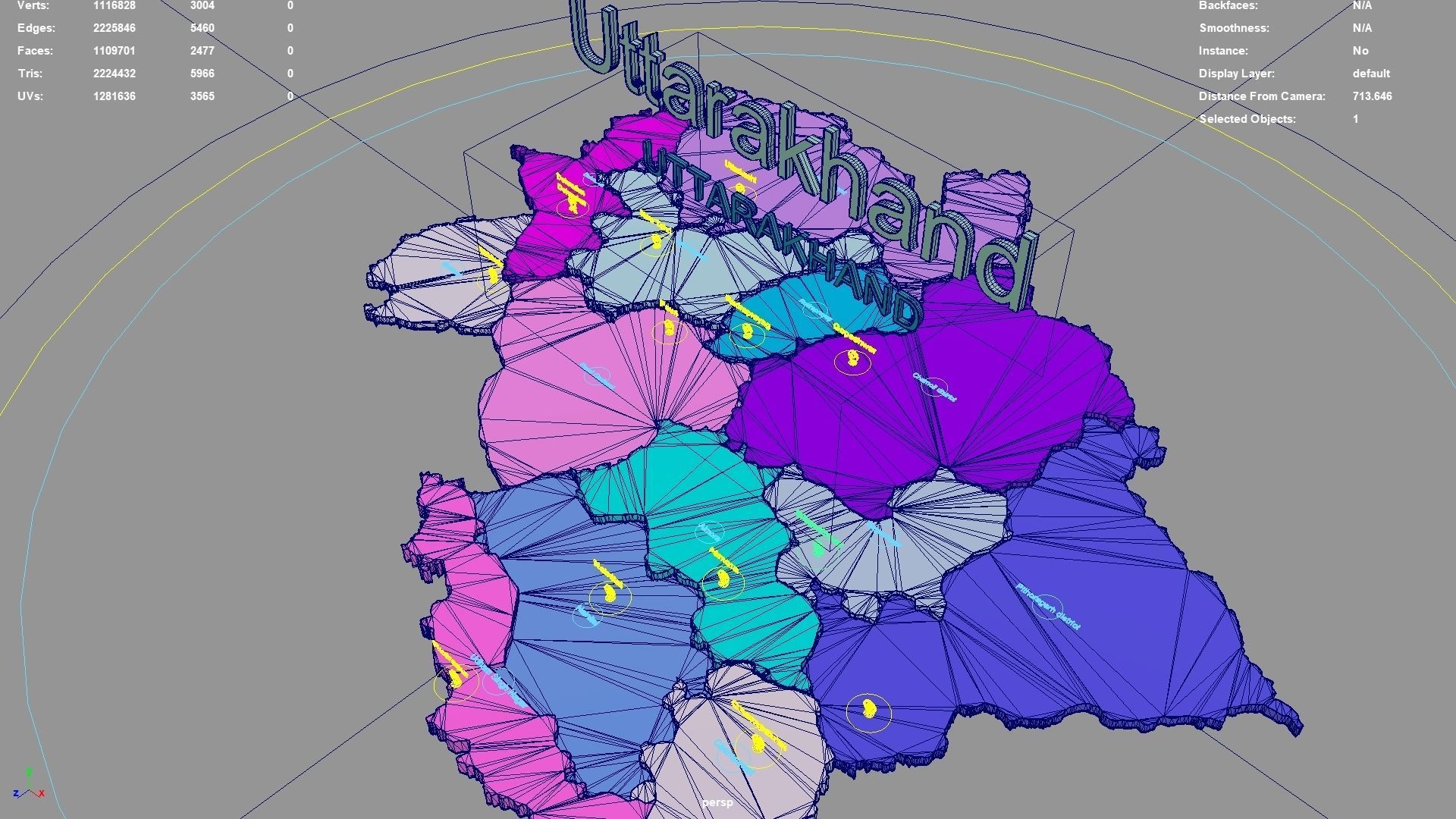 Uttarakhand India map region 3D model geography political 3D model ...