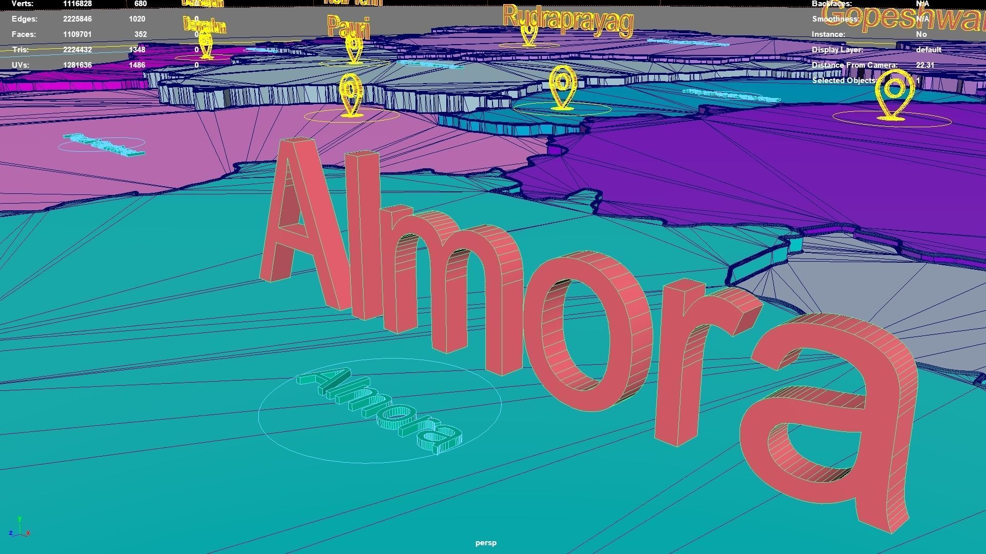 Uttarakhand India map region 3D model geography political 3D model ...
