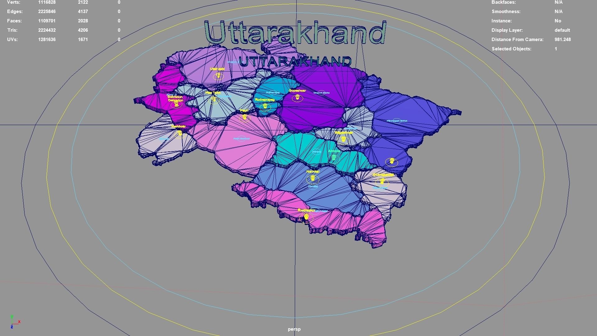 Uttarakhand India map region 3D model geography political 3D model ...