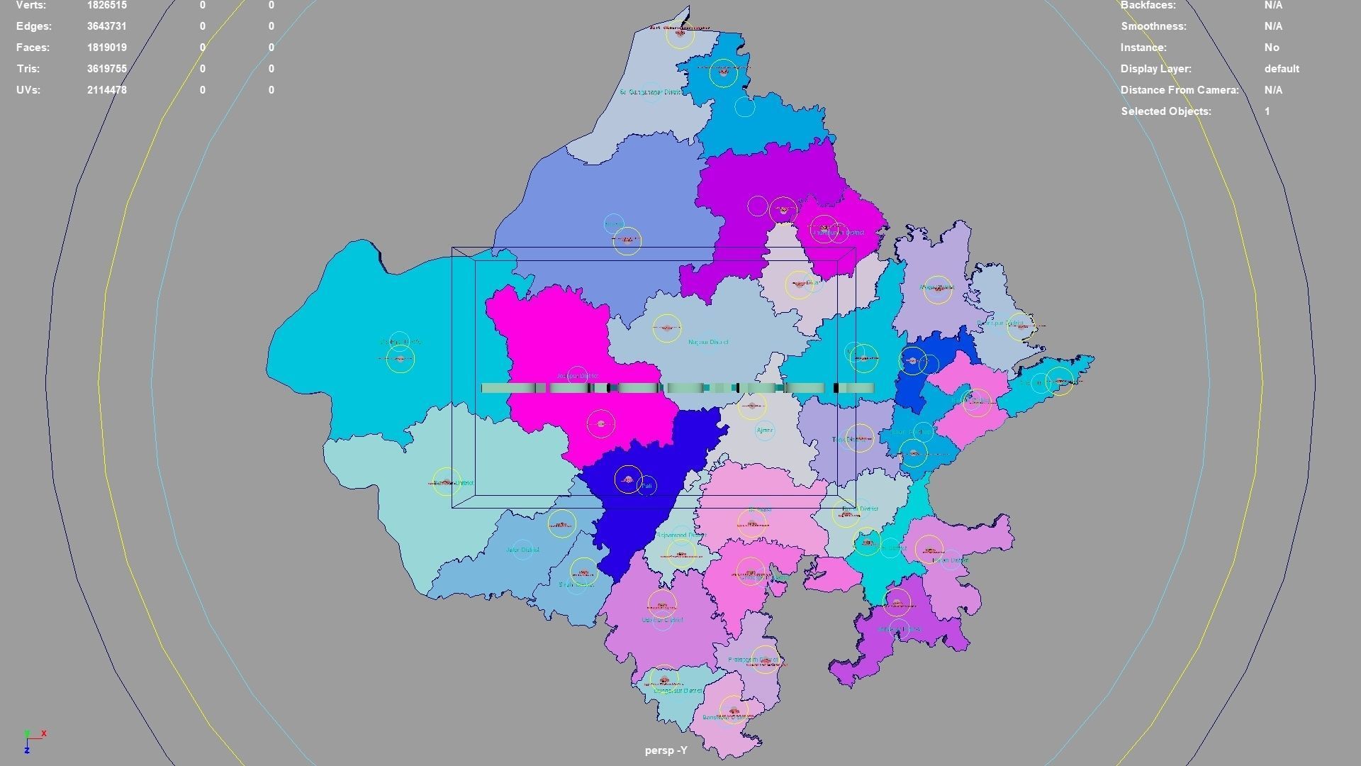 Rajasthan India map region 3D model geography political 3D model rigged ...