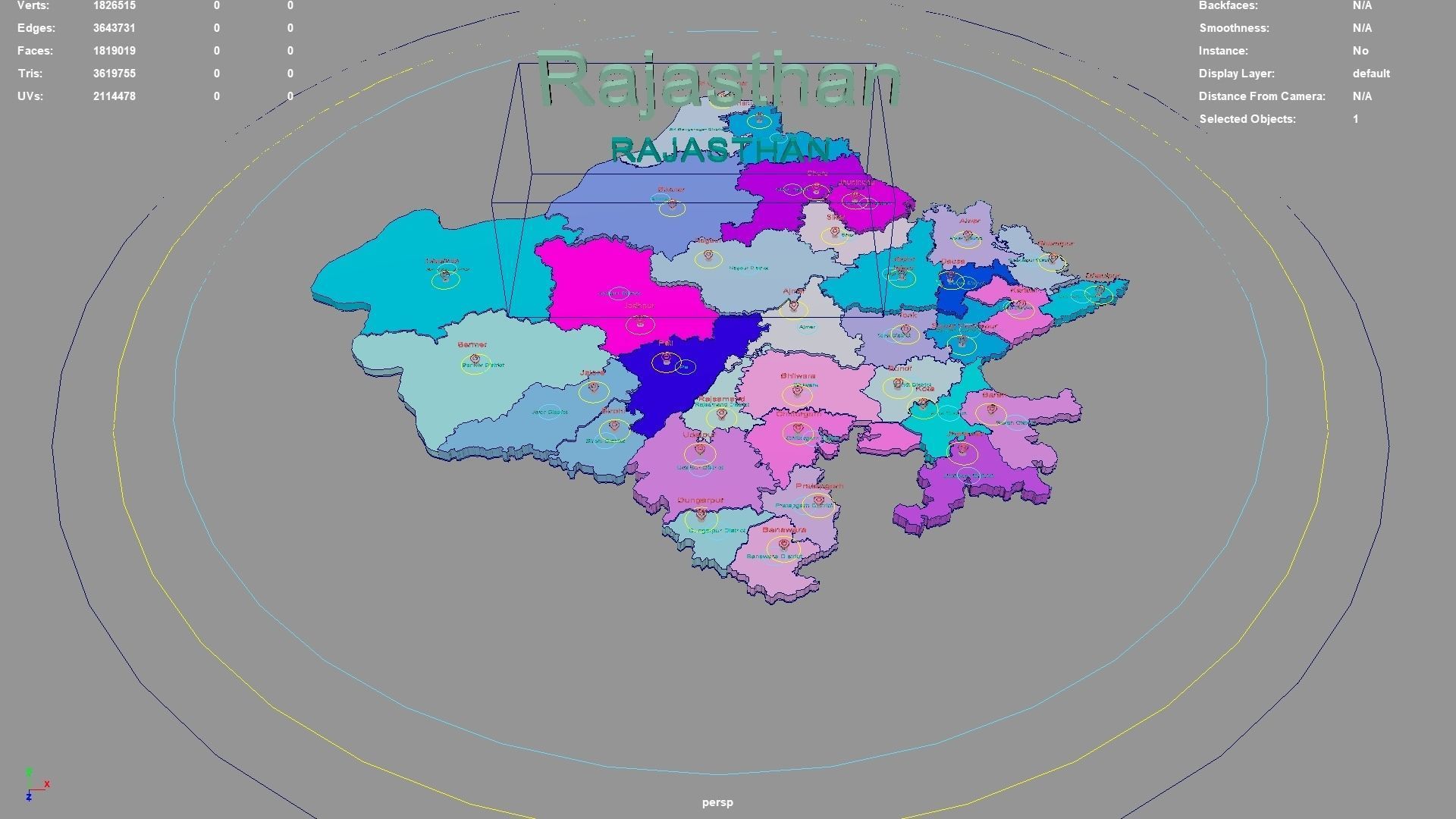 Rajasthan India map region 3D model geography political 3D model rigged ...