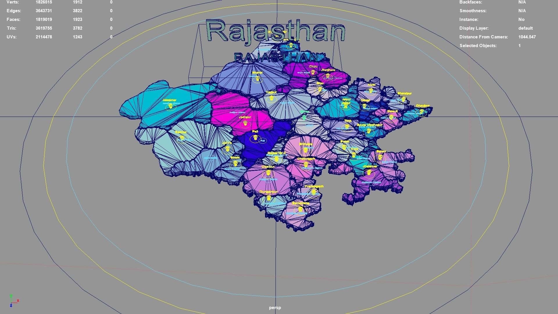Rajasthan India map region 3D model geography political 3D model rigged ...