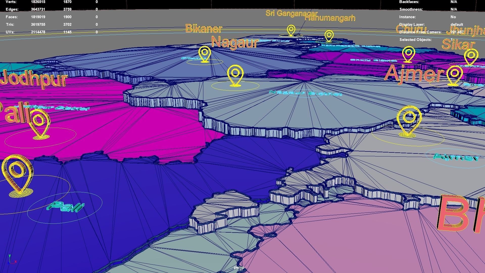 Rajasthan India map region 3D model geography political 3D model rigged ...