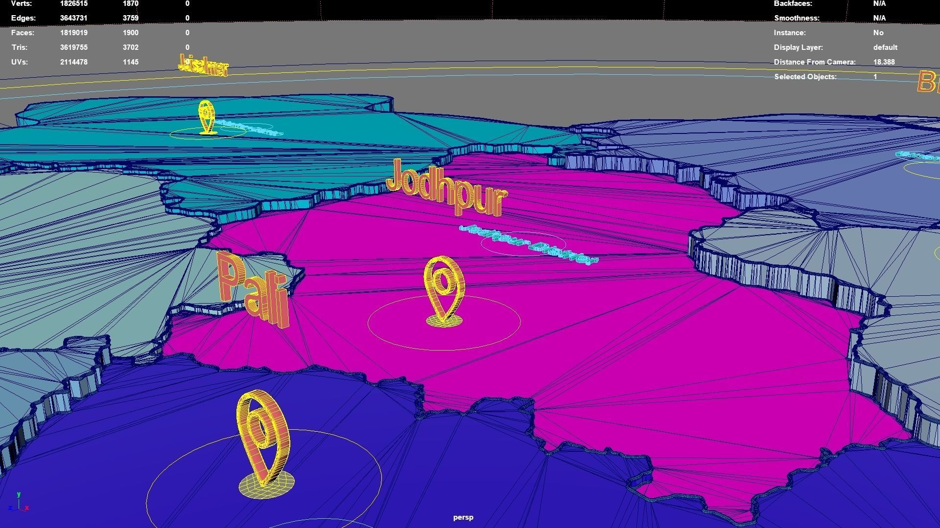 Rajasthan India map region 3D model geography political 3D model rigged ...