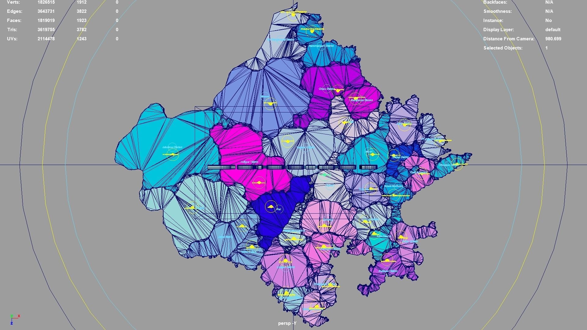 Rajasthan India map region 3D model geography political 3D model rigged ...