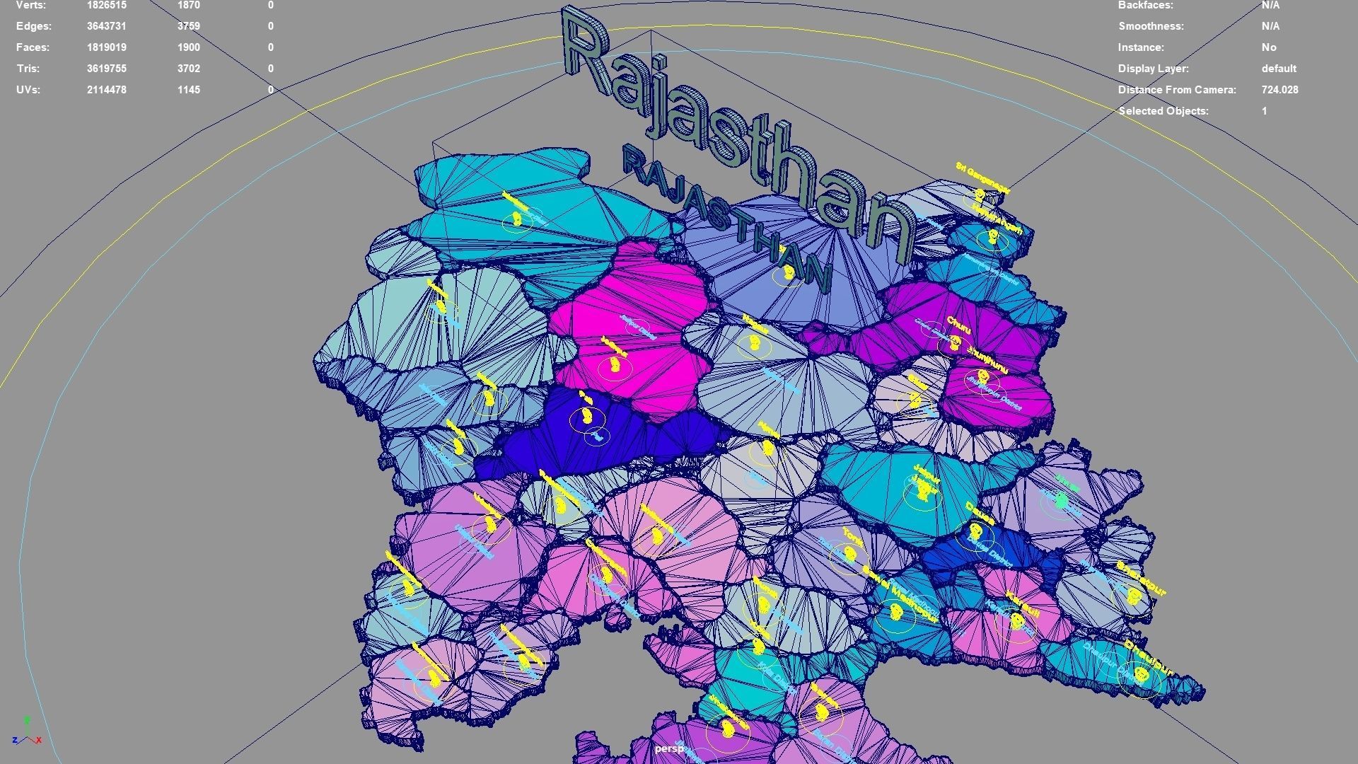 Rajasthan India map region 3D model geography political 3D model rigged ...
