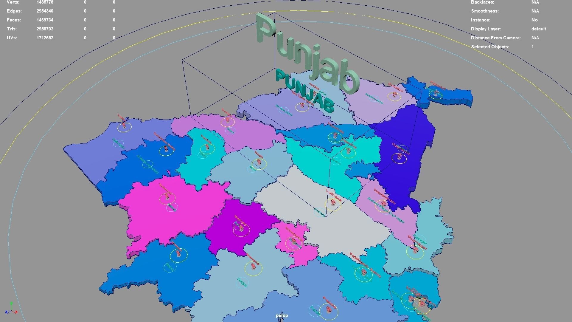 Punjab India map region 3D model geography political geographic 3D ...