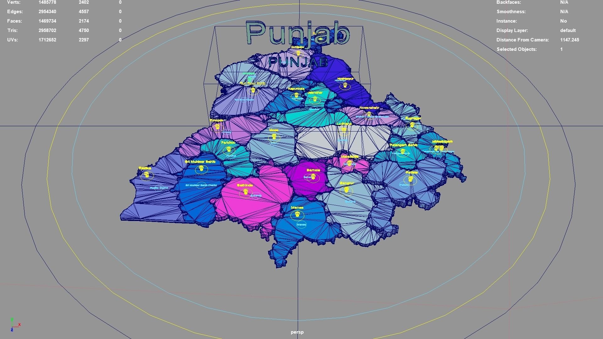 Punjab India map region 3D model geography political geographic 3D ...