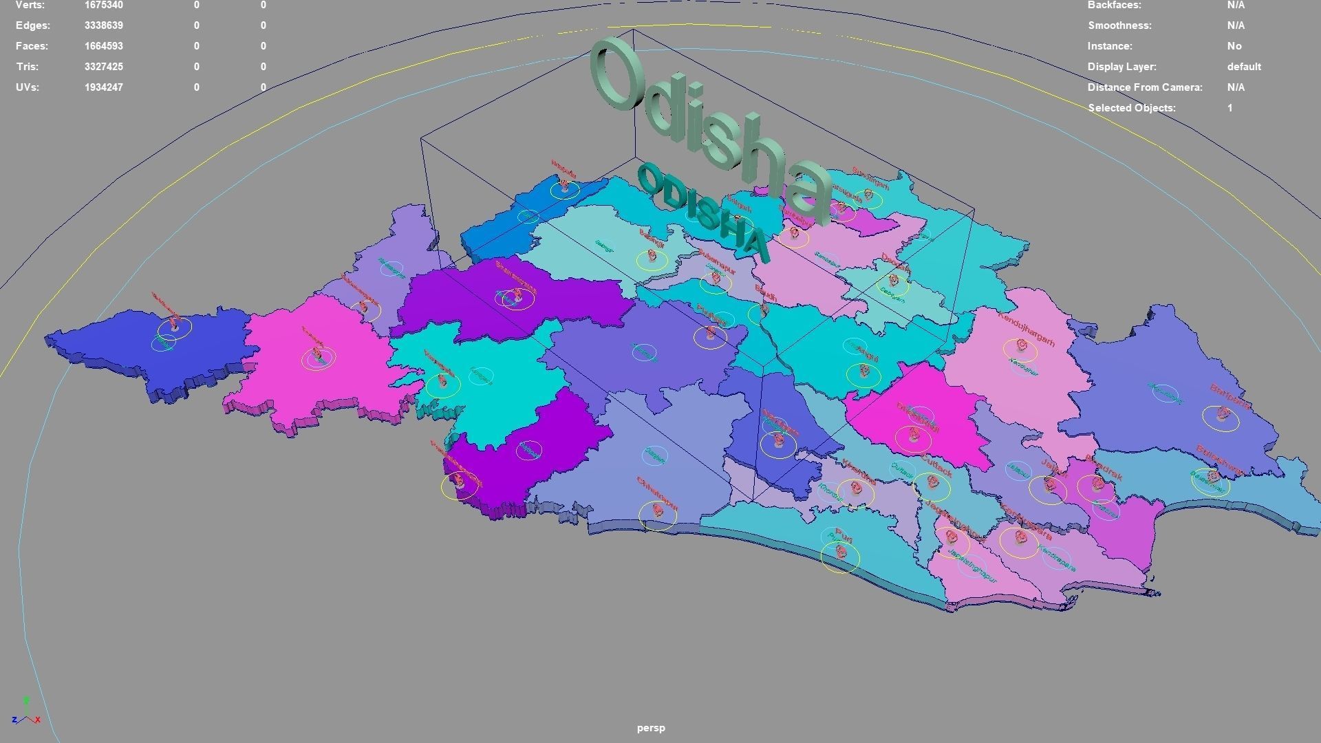 Odisha India map region 3D model geography political geographic 3D ...