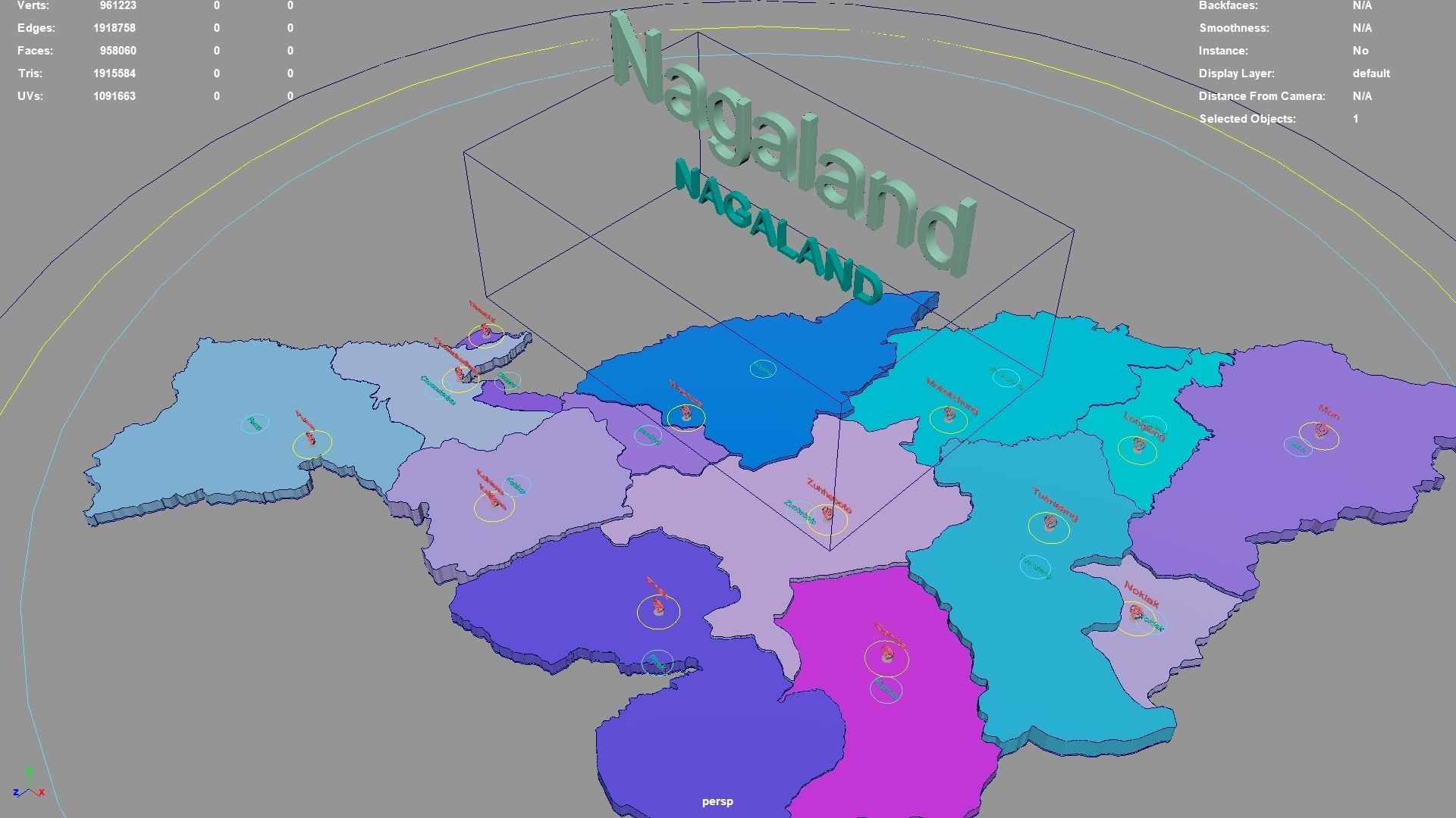 Nagaland India map region 3D model geography political 3D model rigged ...