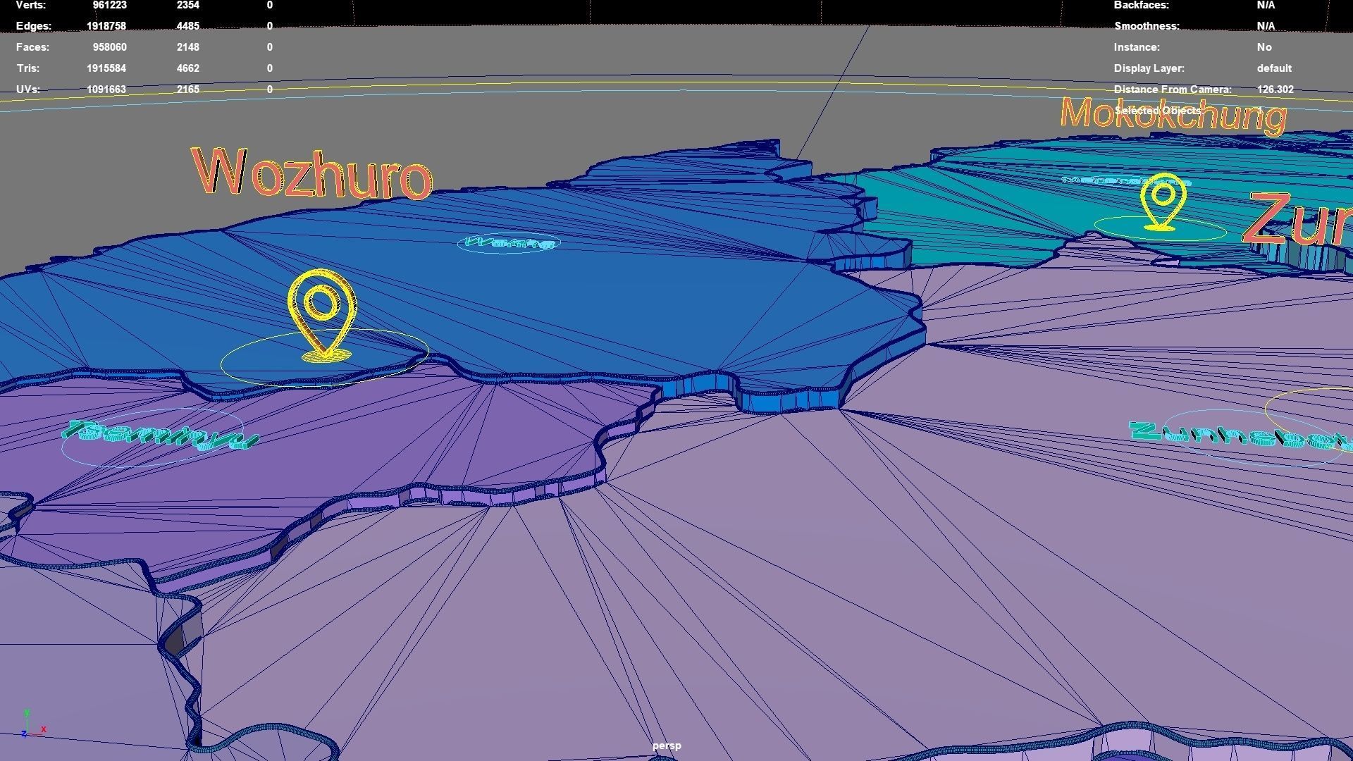 Nagaland India map region 3D model geography political 3D model rigged ...