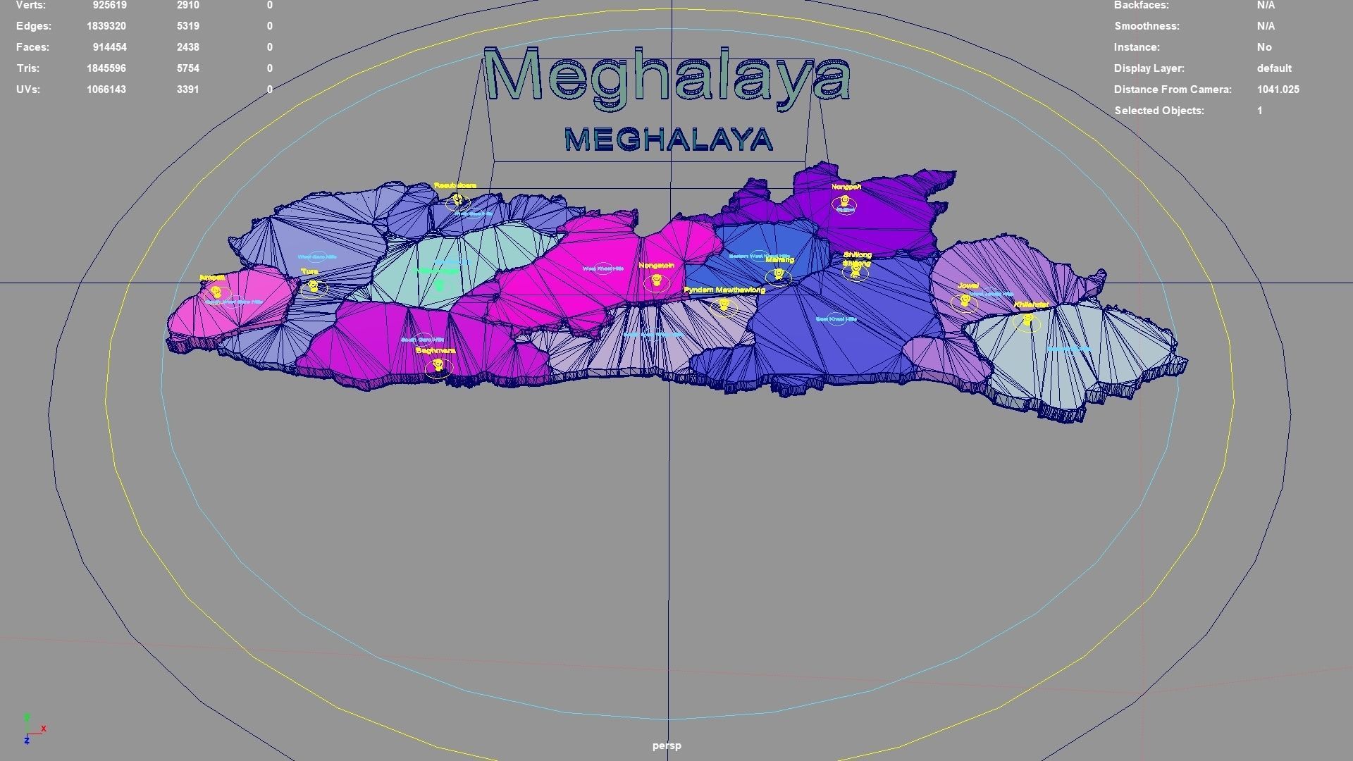 Meghalaya India map region 3D model geography political 3D model rigged ...
