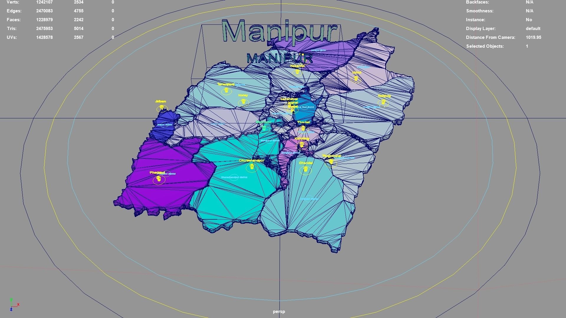 Manipur India map region 3D model geography political 3D model rigged ...