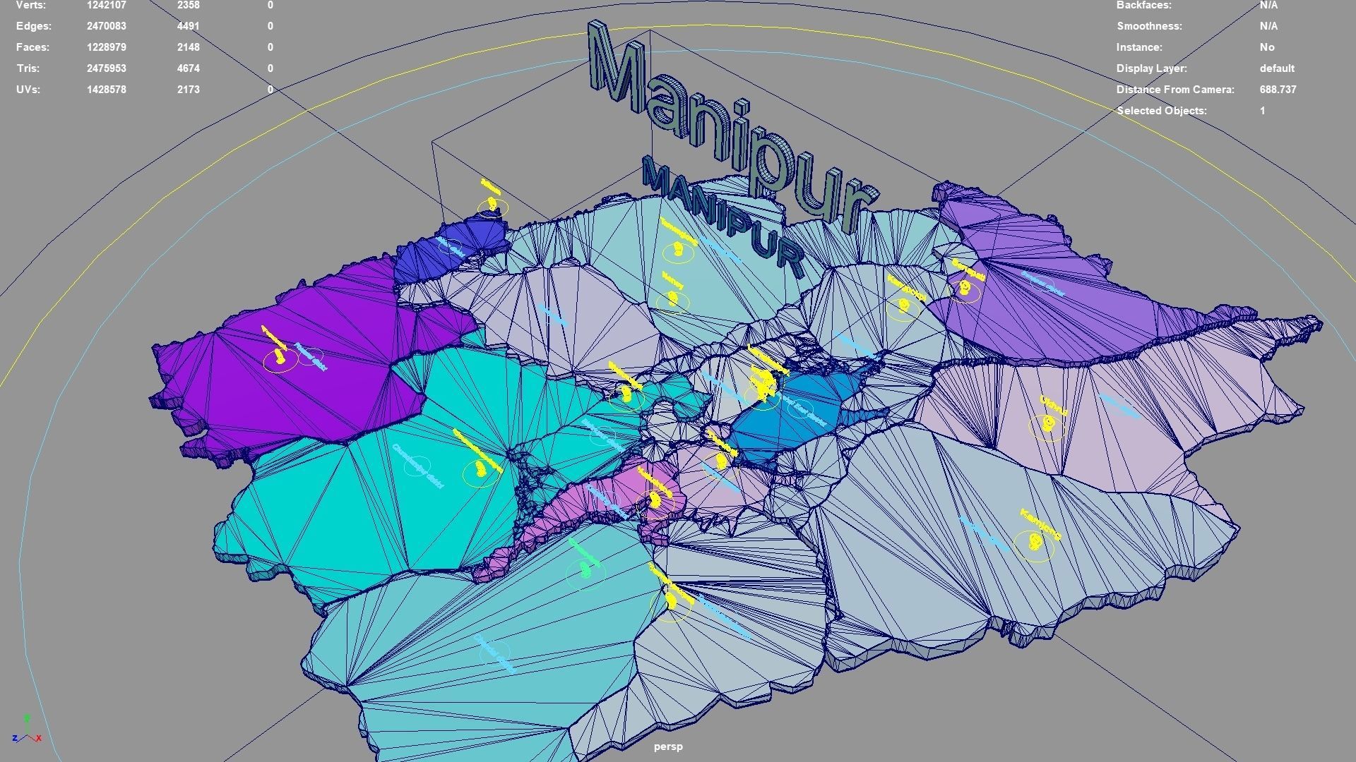Manipur India map region 3D model geography political 3D model rigged ...