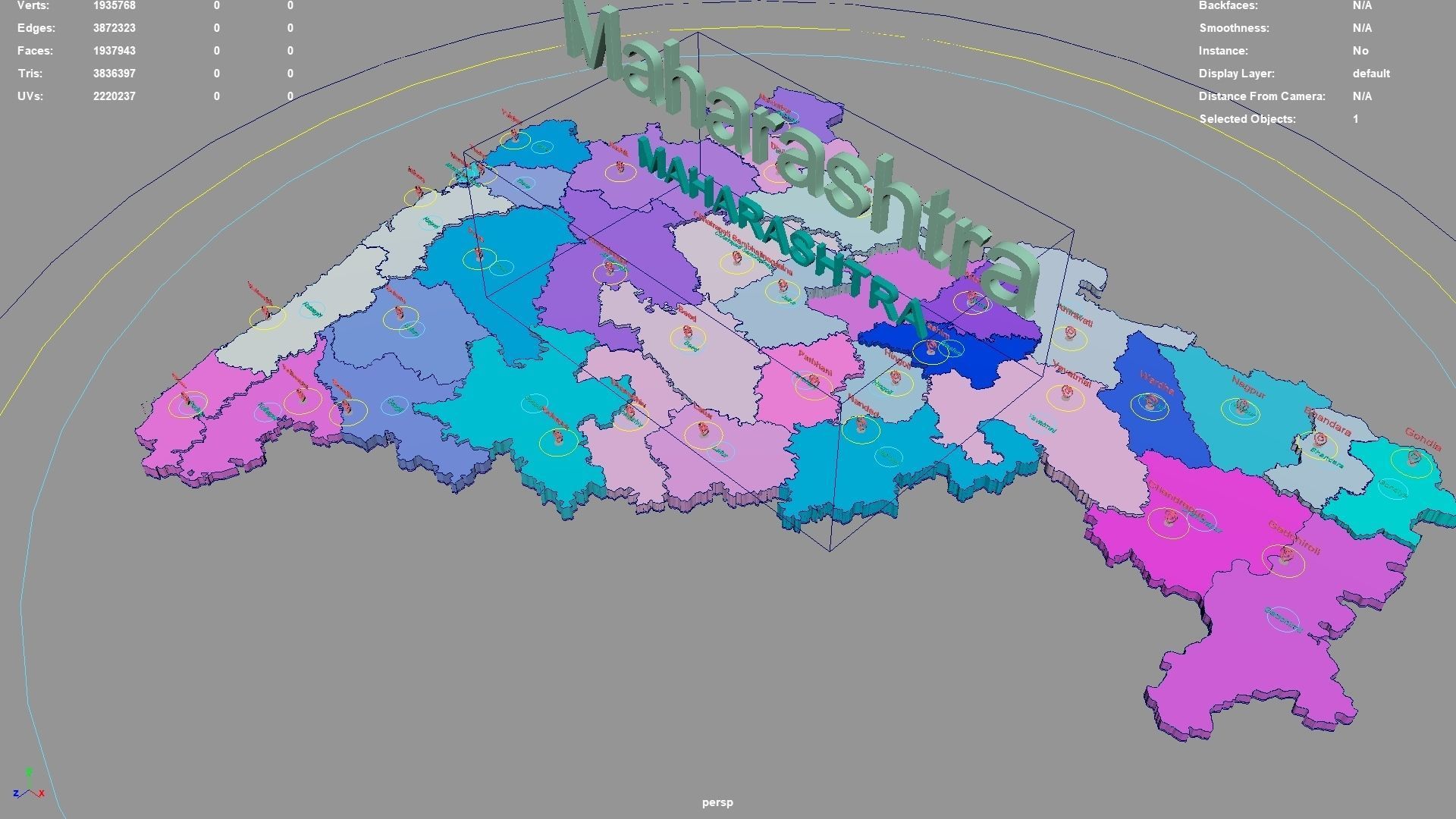 Maharashtra India map region 3D model geography political 3D model ...