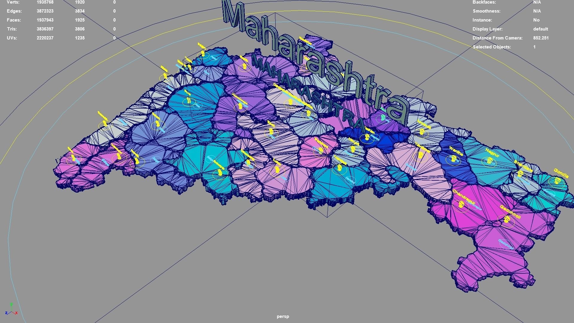 Maharashtra India map region 3D model geography political 3D model ...