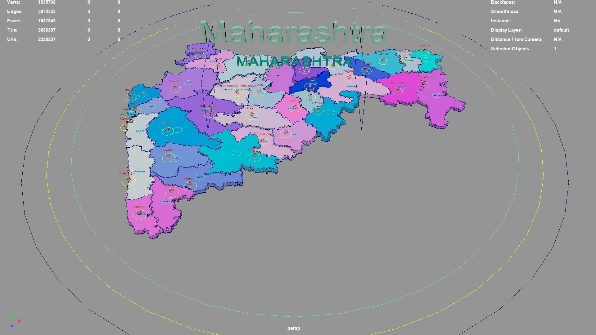 Maharashtra India map region 3D model geography political 3D model ...