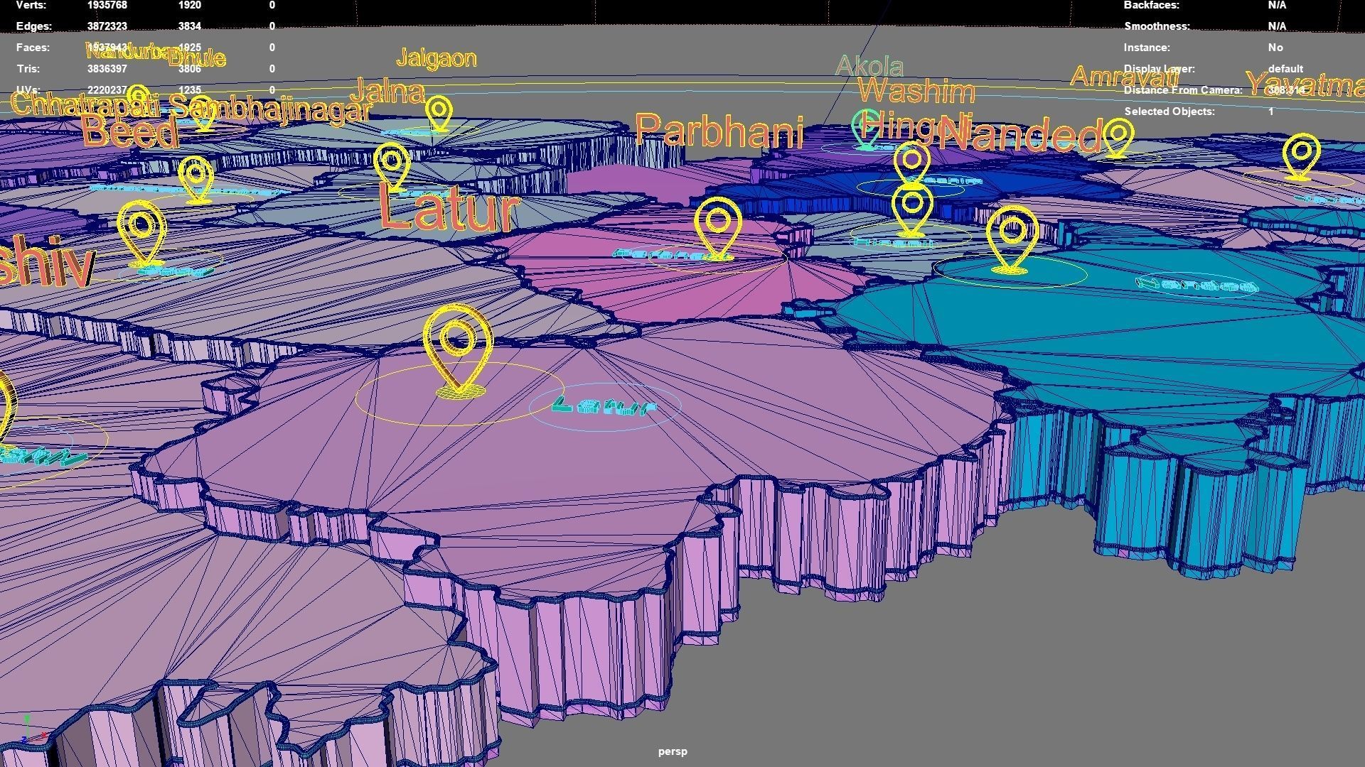 Maharashtra India map region 3D model geography political 3D model ...