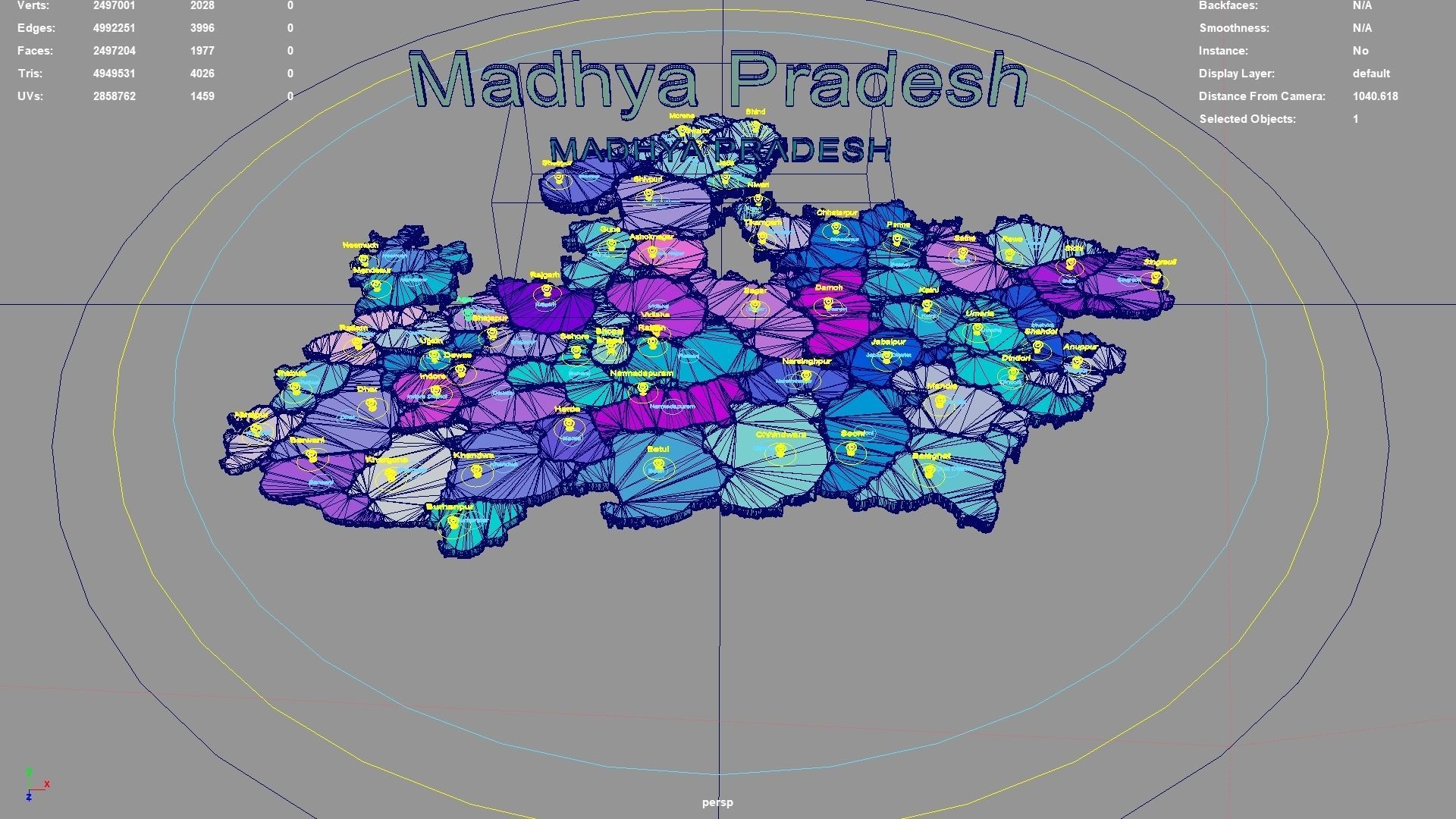Madhya Pradesh India map region 3D model geography political 3D model ...