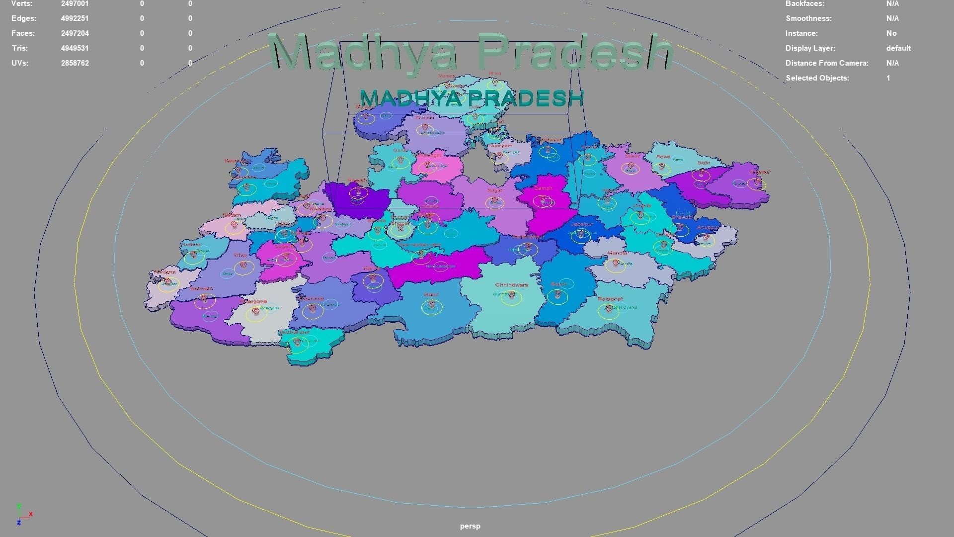 Madhya Pradesh India map region 3D model geography political 3D model ...