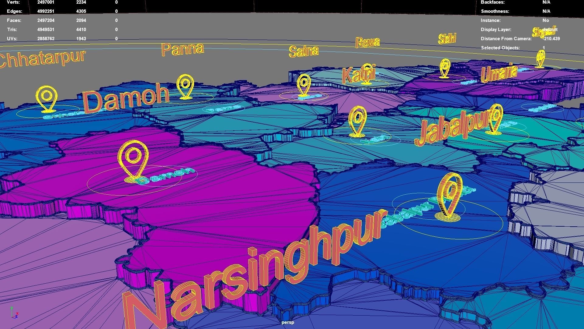 Madhya Pradesh India map region 3D model geography political 3D model ...