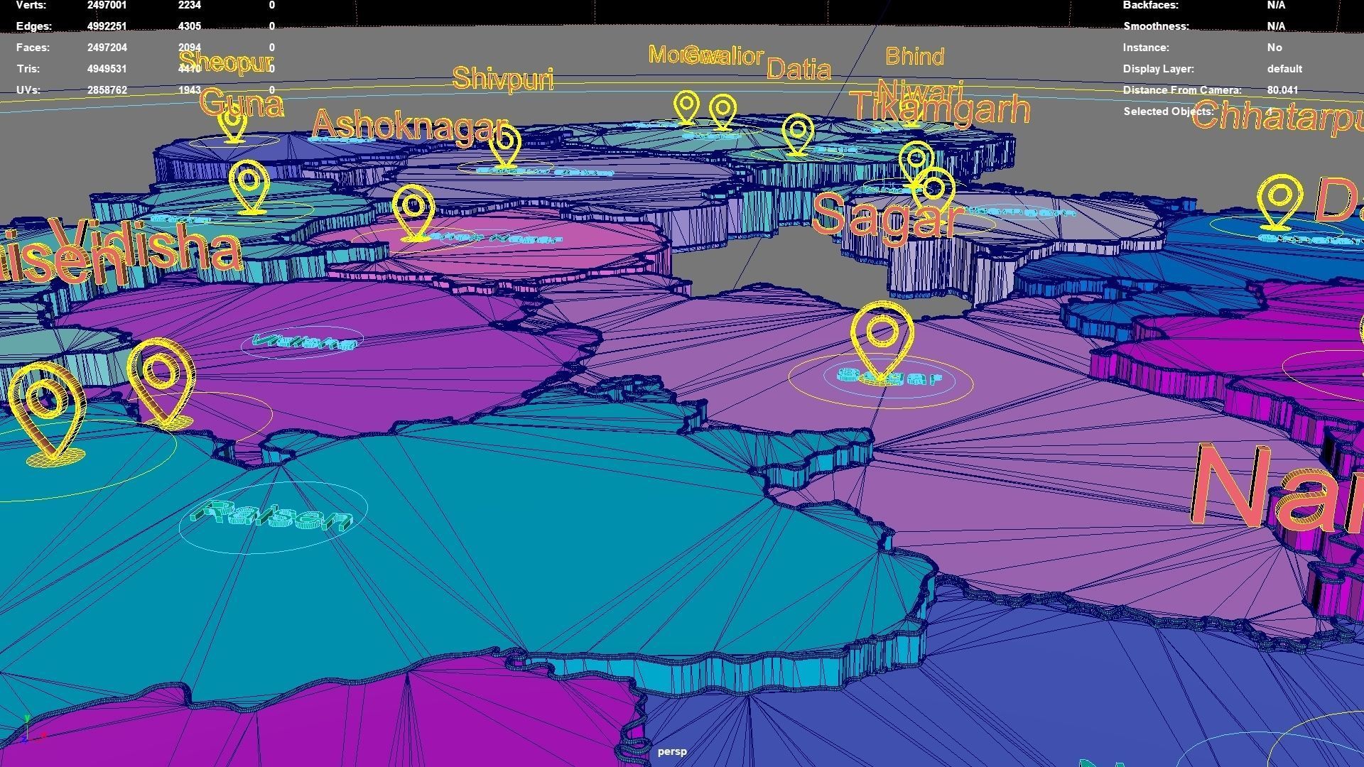 Madhya Pradesh India map region 3D model geography political 3D model ...