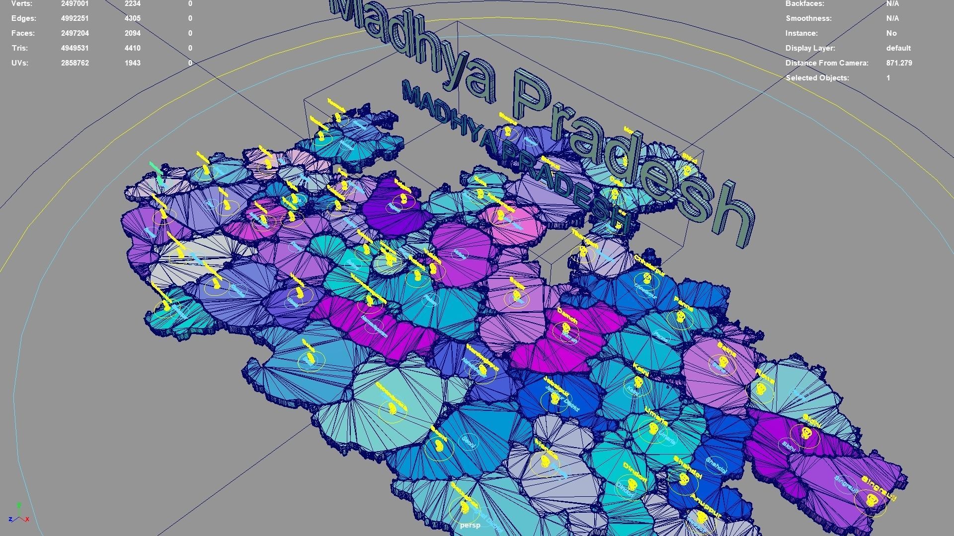 Madhya Pradesh India map region 3D model geography political 3D model ...