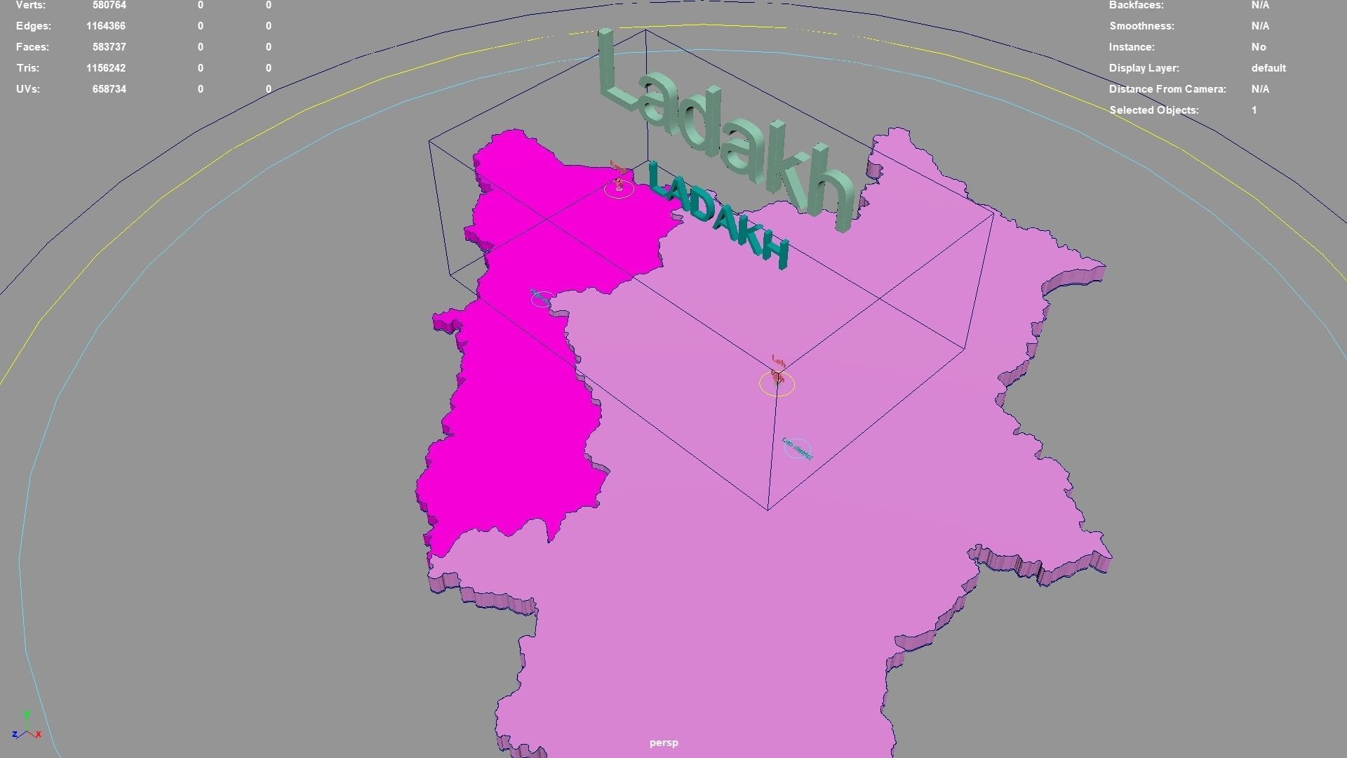 Ladakh India map region 3D model geography political geographic 3D ...