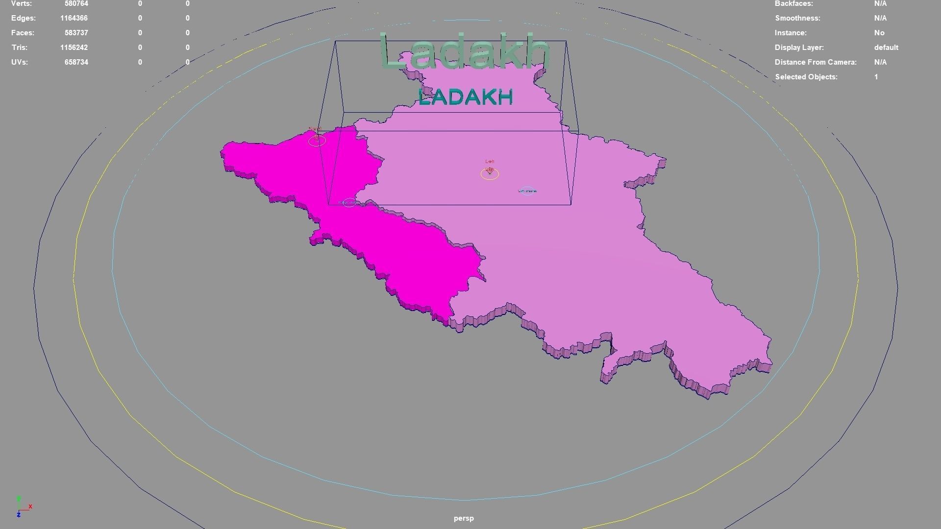 Ladakh India map region 3D model geography political geographic 3D ...