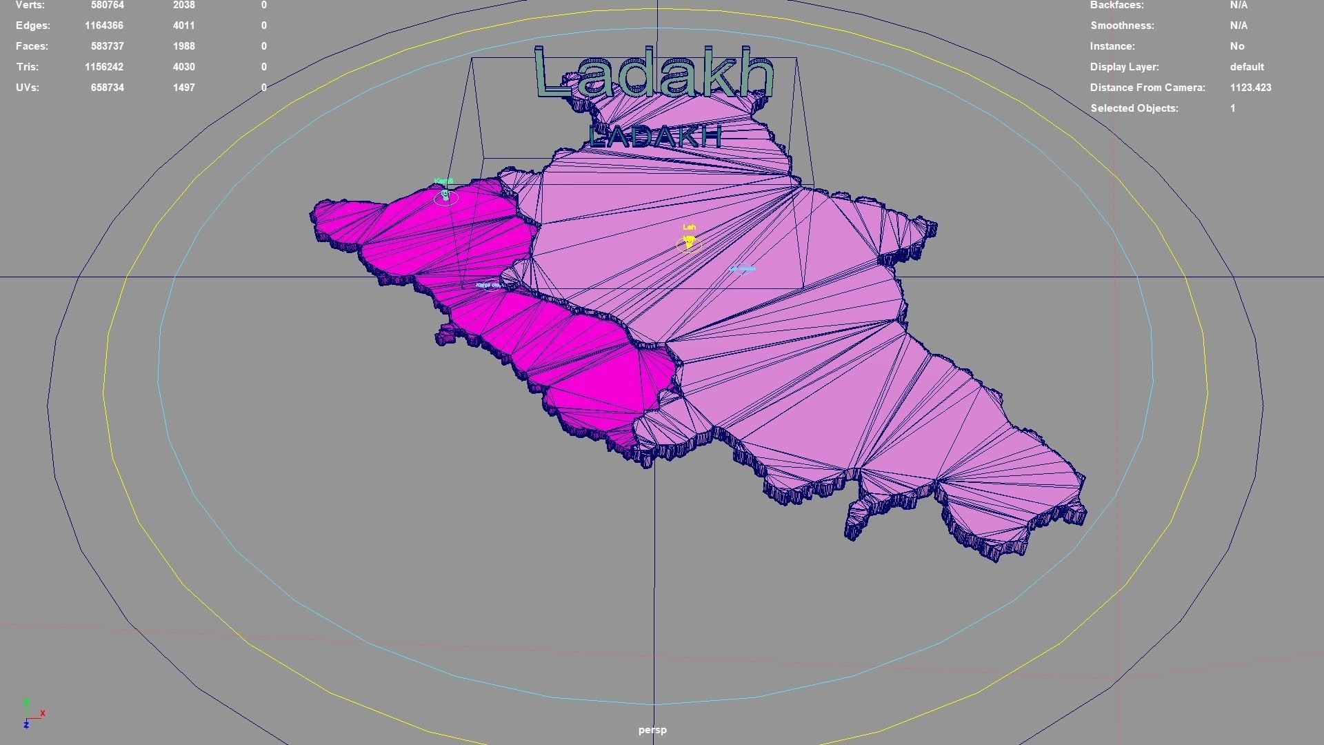 Ladakh India map region 3D model geography political geographic 3D ...