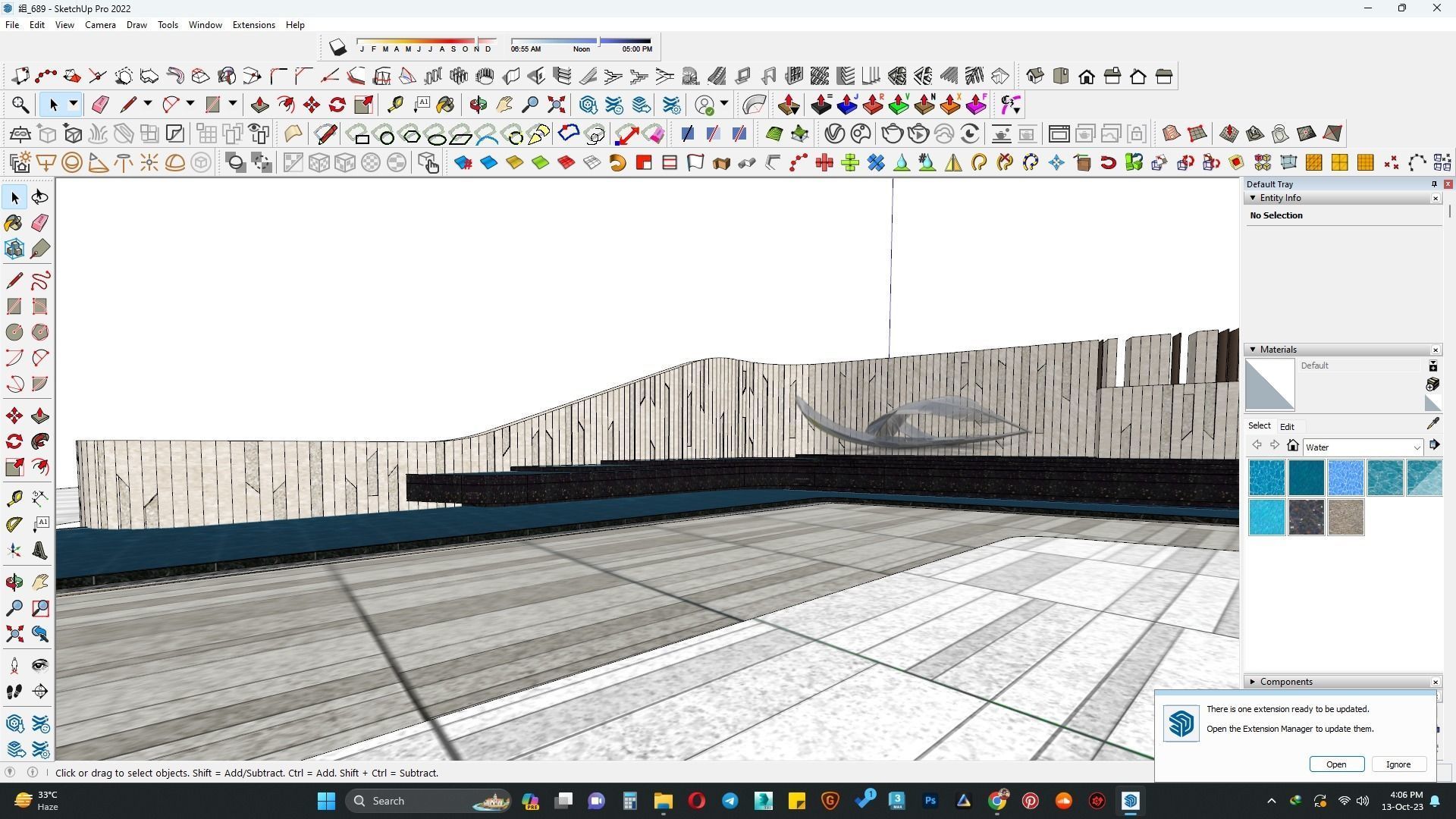 Boundary wall with water fountain 3D model | CGTrader