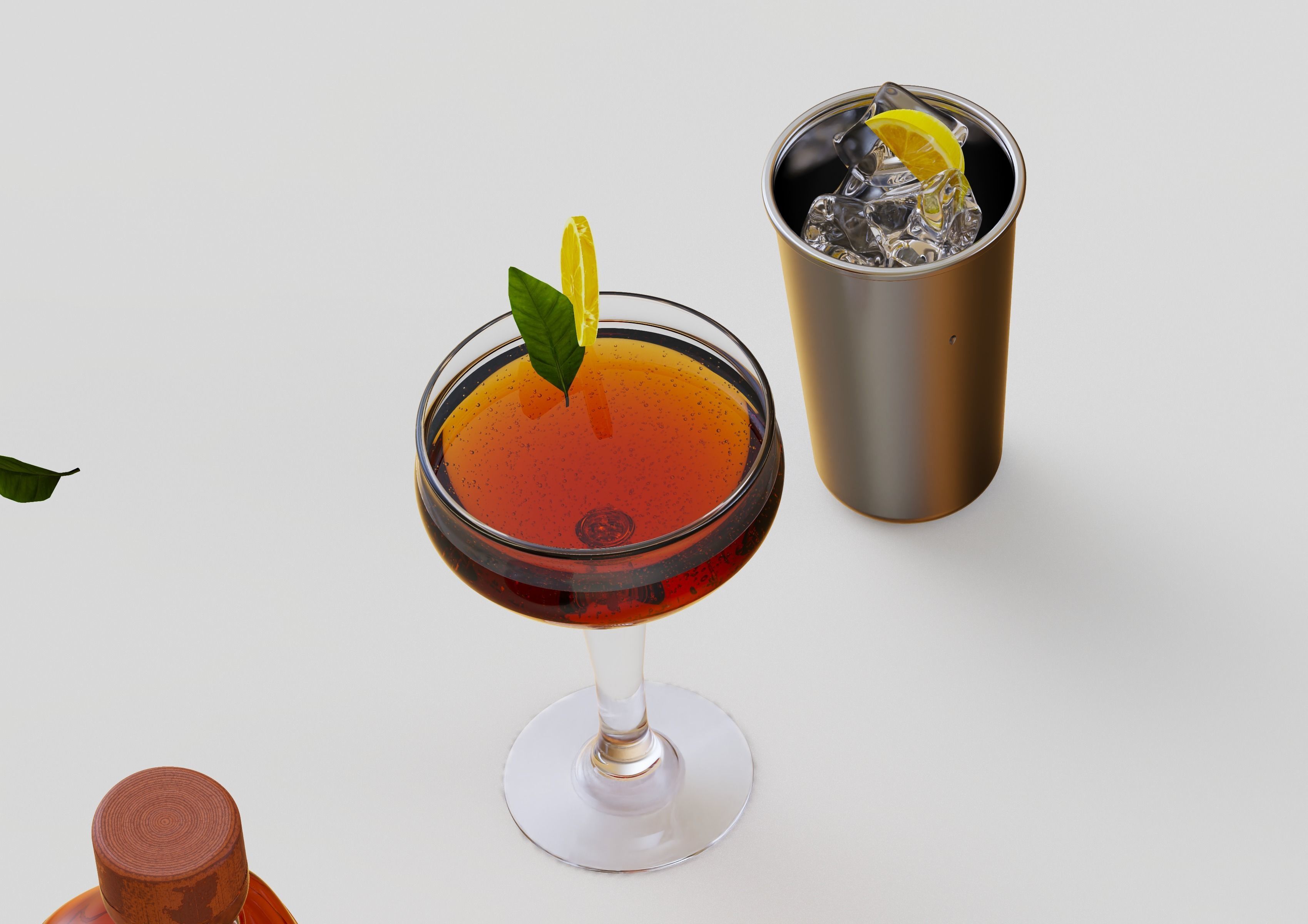 Coupe Cocktail glass and mixing cup free 3D model | CGTrader