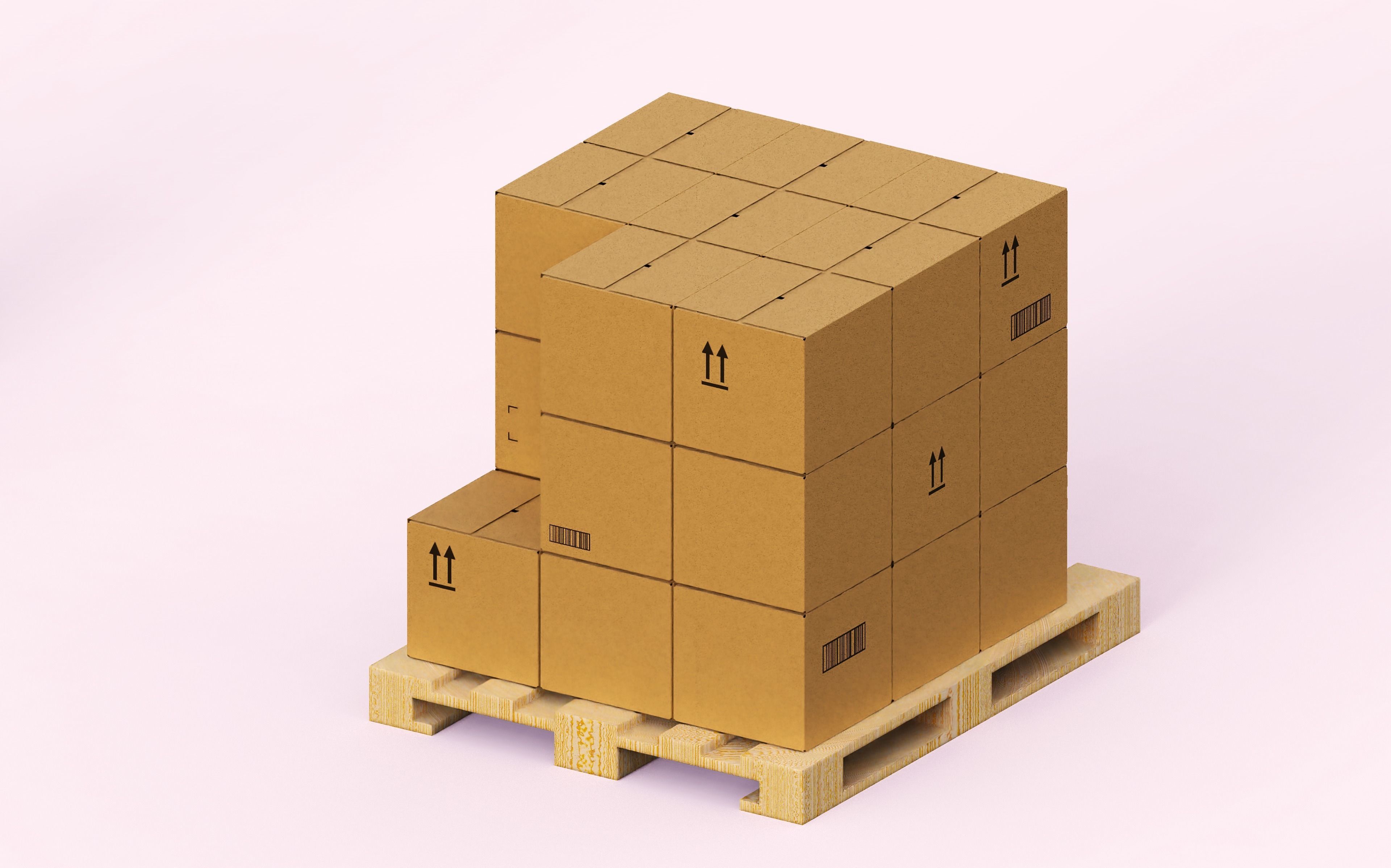 Wooden Pallet with cardboard boxes free 3D model | CGTrader