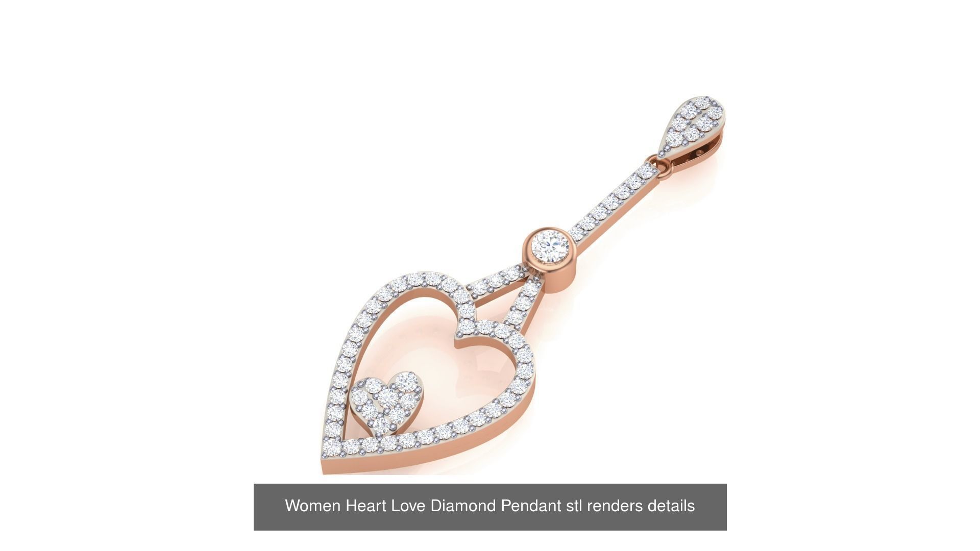 22 Heart Love Diamond Pendant Necklace 3d models renders 3D Model ...