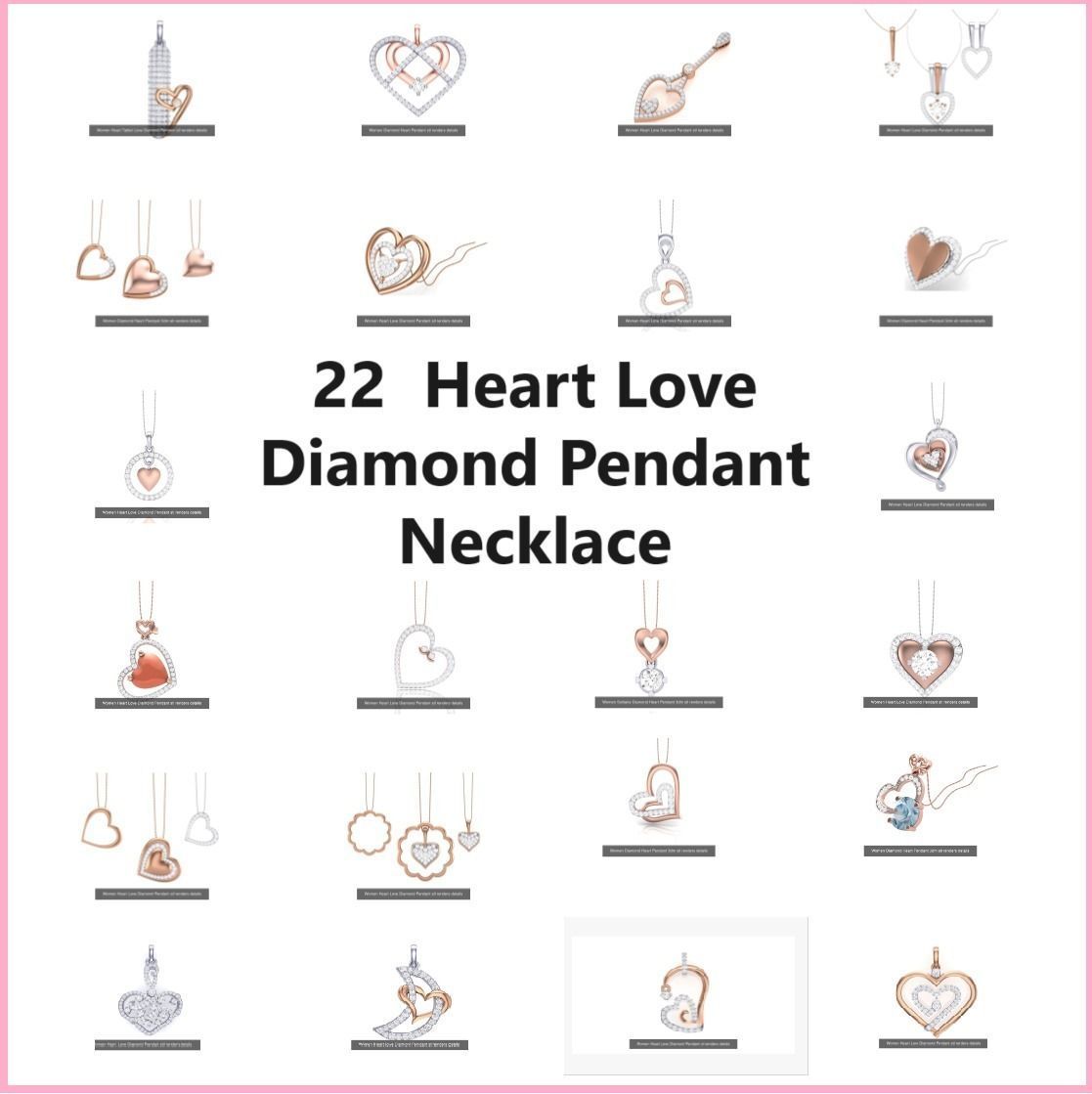 22 Heart Love Diamond Pendant Necklace 3d models renders 3D Model ...