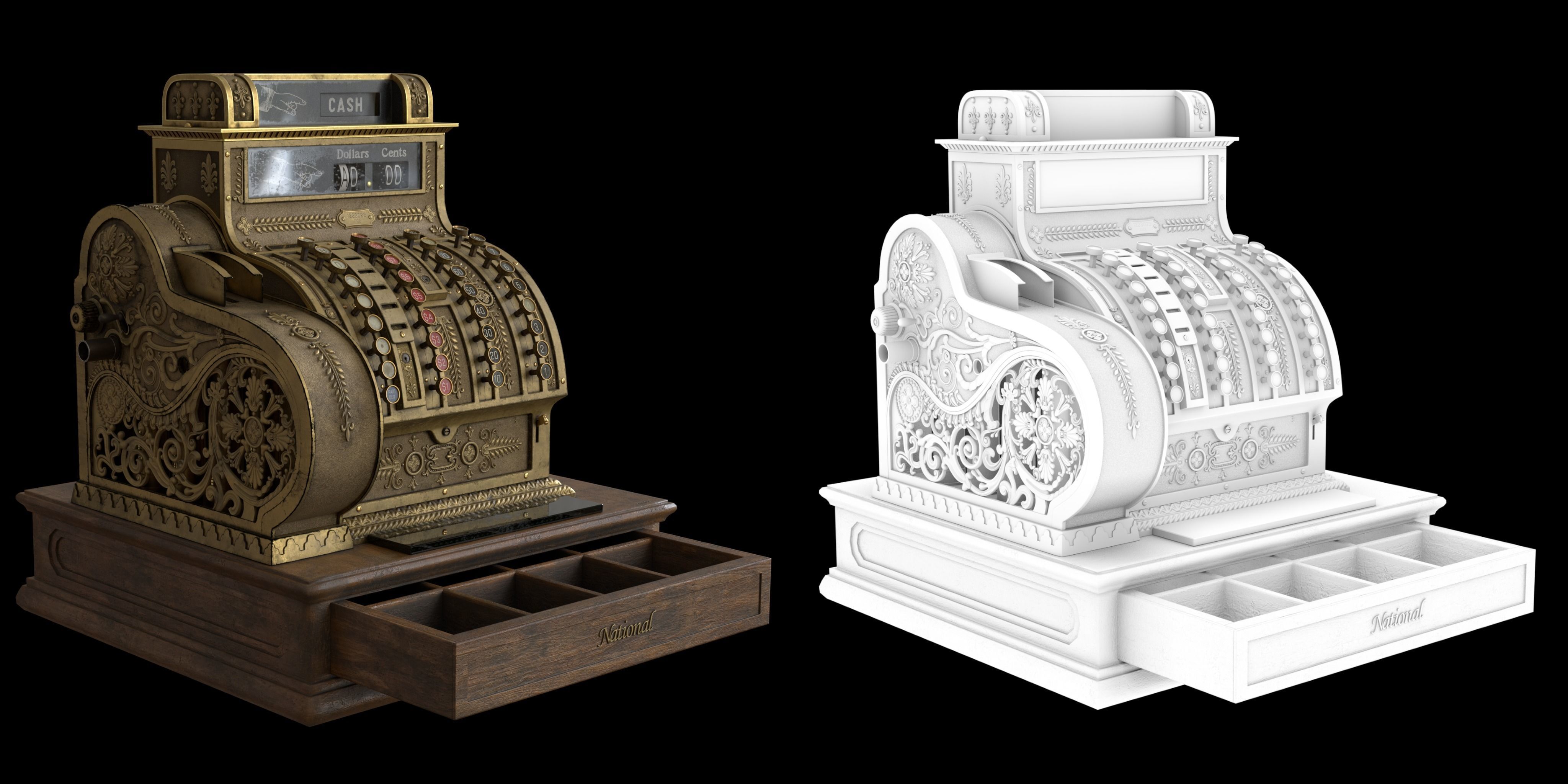 NCR Cash Register Model 442 Highly Detailed - Hero Asset 3D model ...