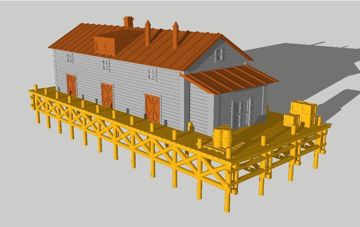 Waterfront Dockside Warehouse by Outland Models 3D Printable 3D model ...