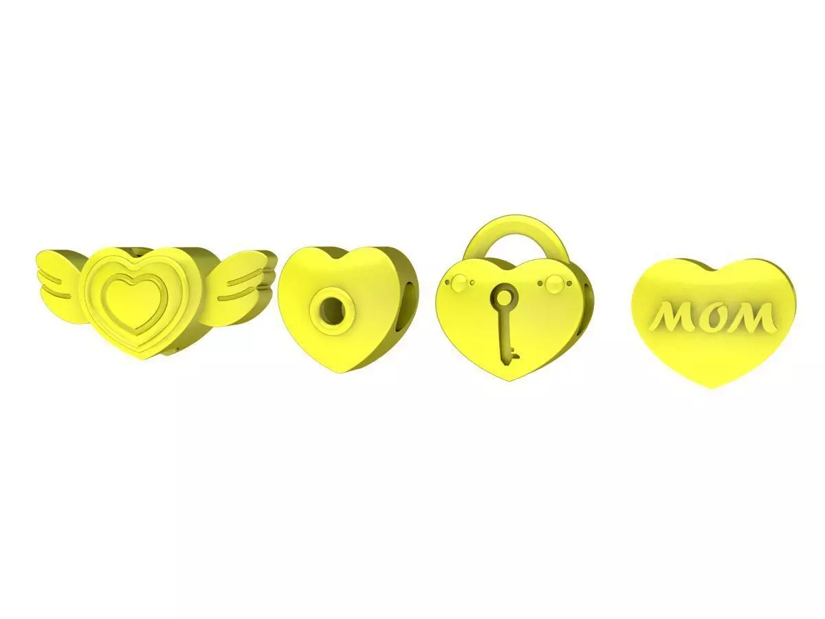 Cute Heart Charm Jewelry Set for Women 6667 3D model 3D printable ...